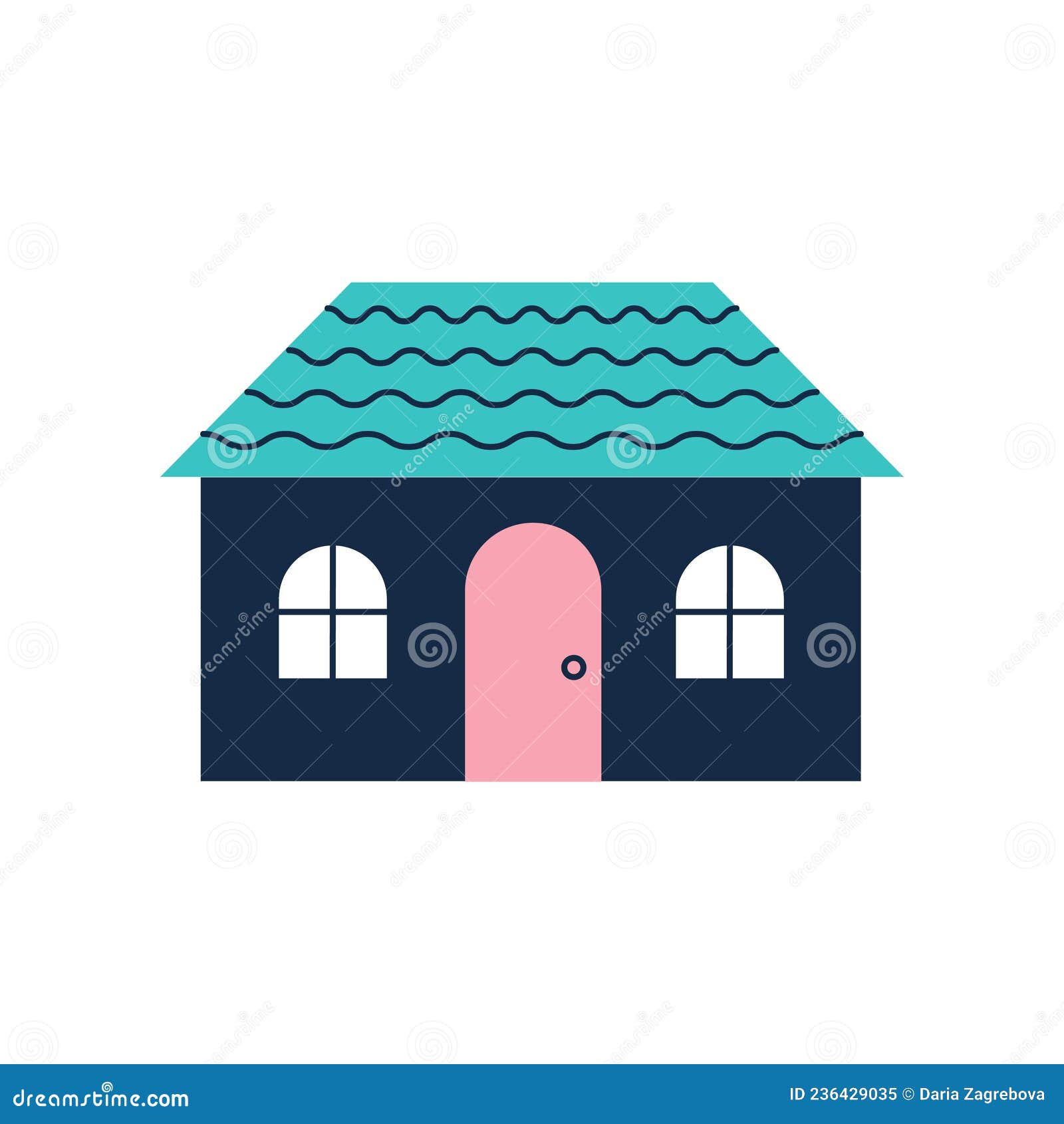 Cute Blue House. Vector Cartoon Flat Illustration Stock Vector ...