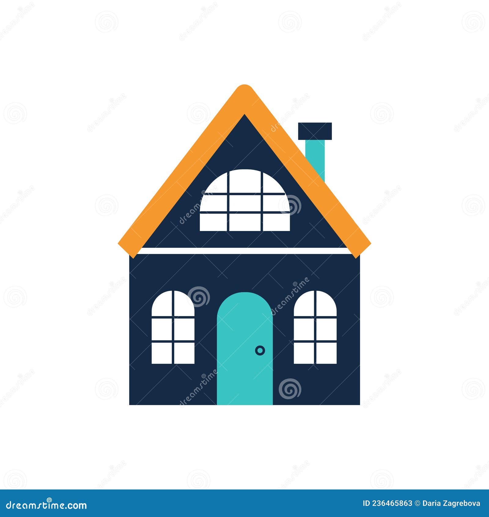 Cute Blue House. Vector Cartoon Flat Illustration Stock Vector ...