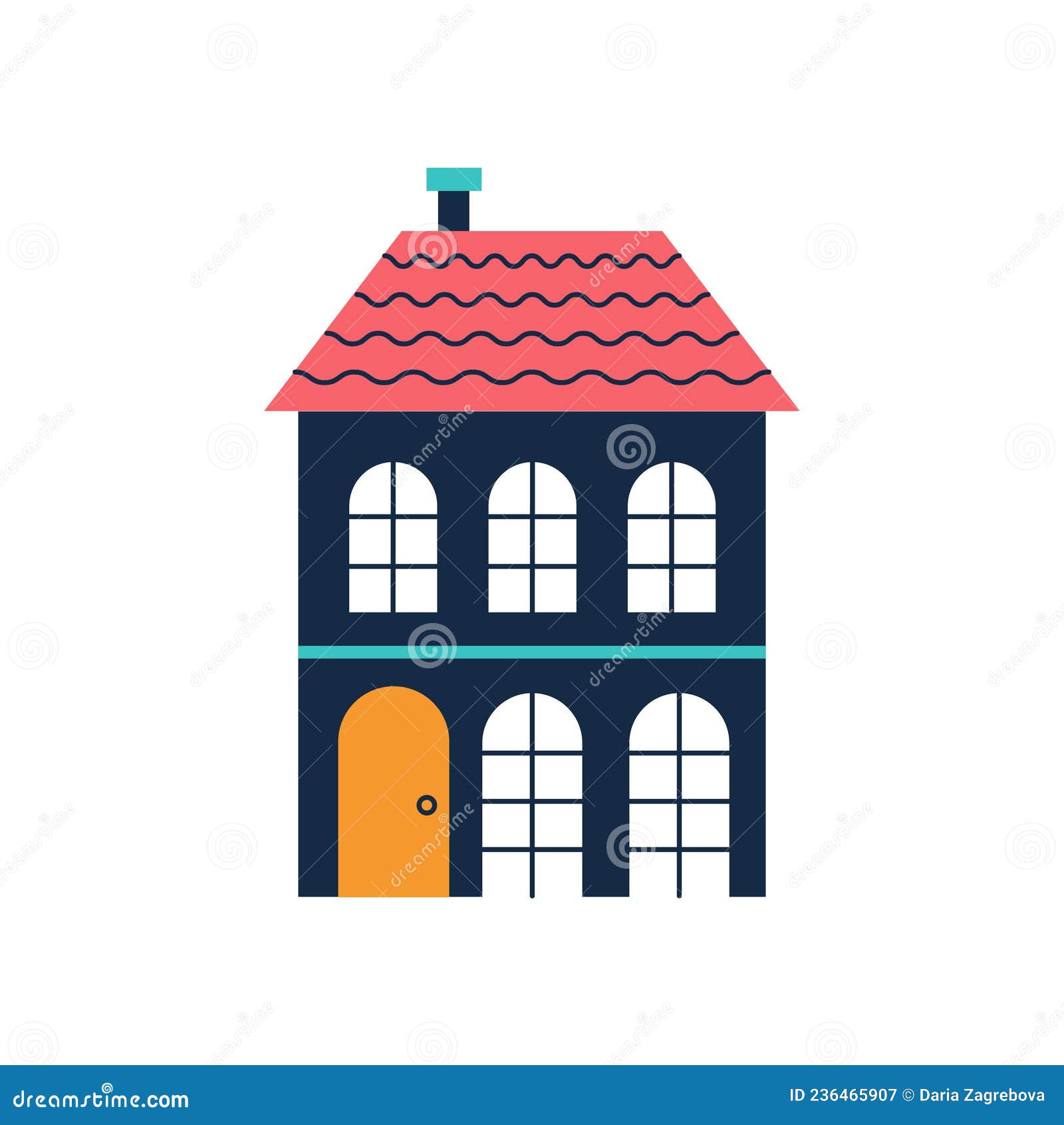 Cute Blue House. Vector Cartoon Flat Illustration Stock Vector ...
