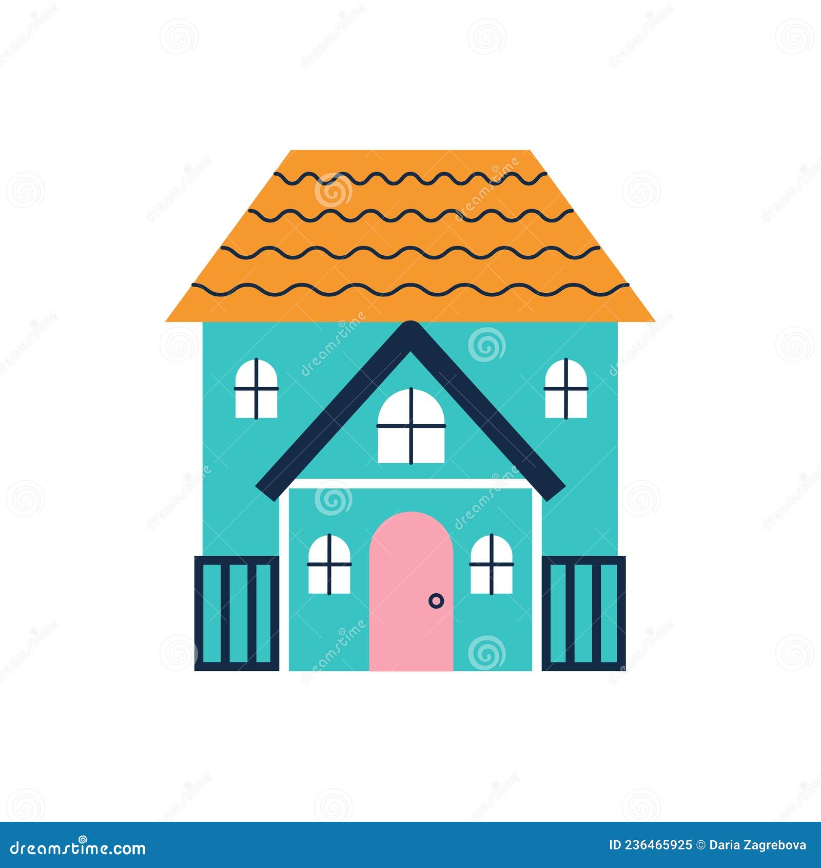 Cute Blue House. Vector Cartoon Flat Illustration Stock Vector ...