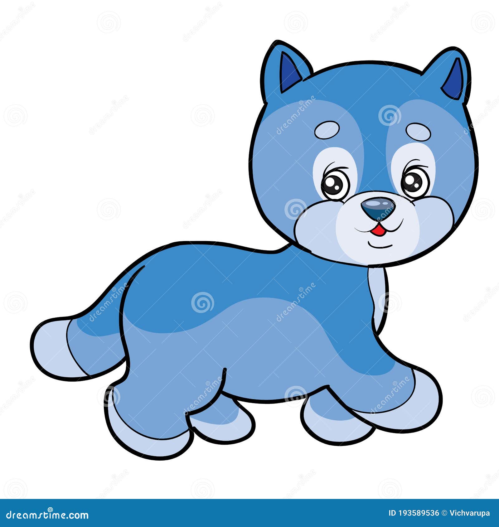 Cute Blue Kitten, Cartoon Illustration, Isolated Object on White ...
