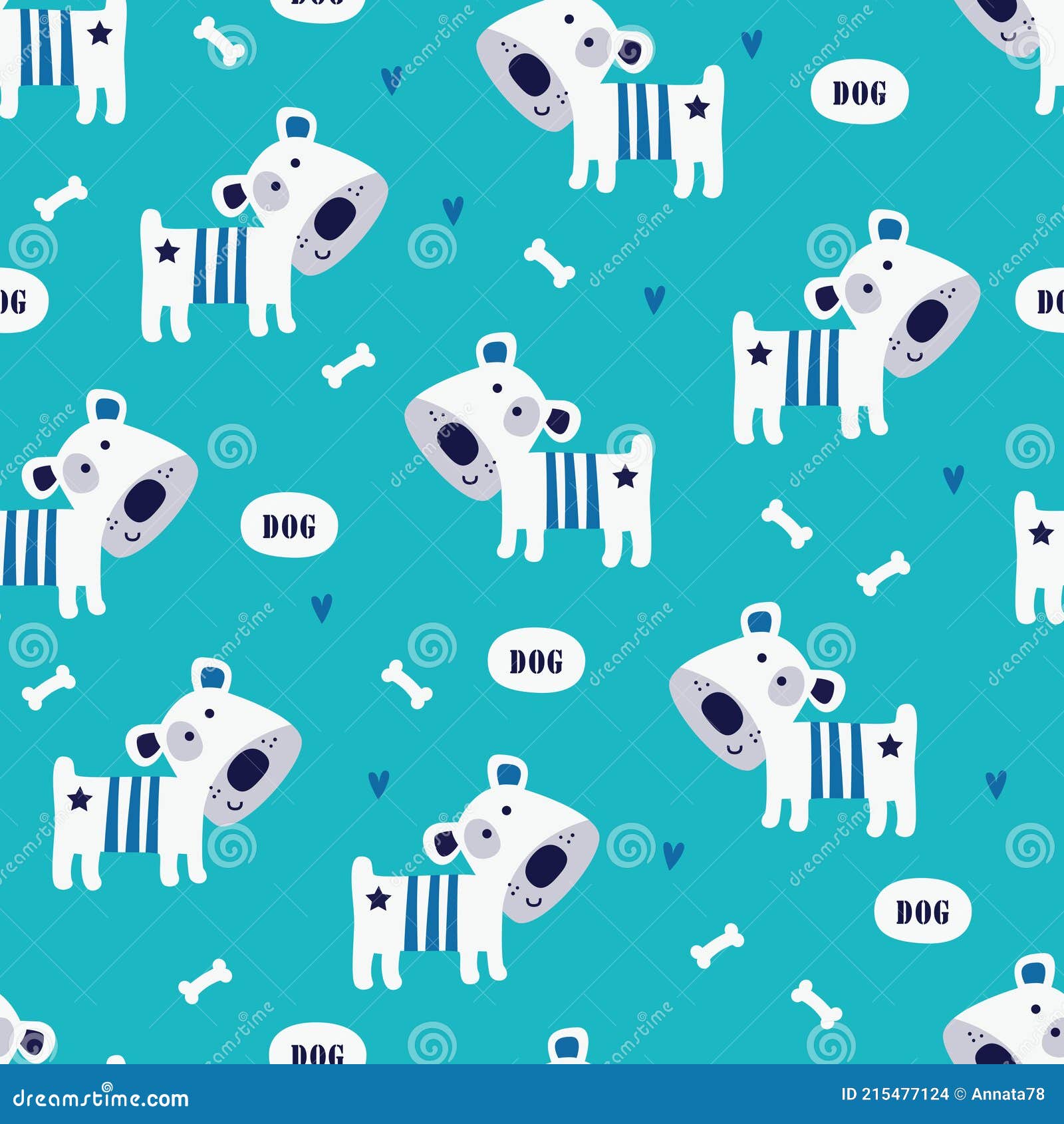 Cute Blue Little Dogs Seamless Pattern Stock Vector - Illustration of ...