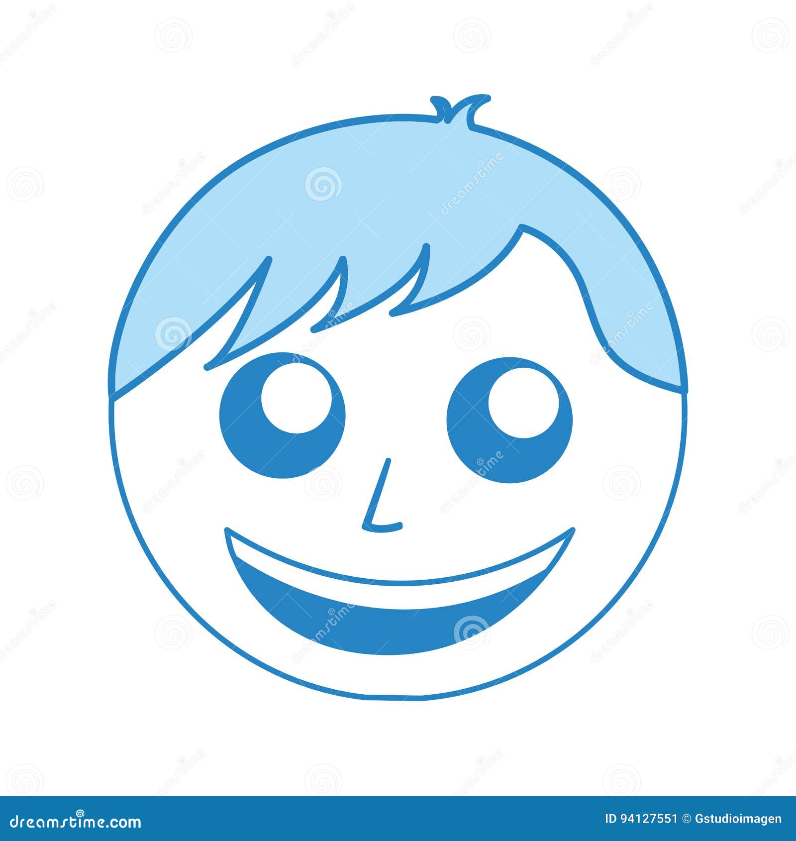Cute blue man face cartoon stock vector. Illustration of attractive ...