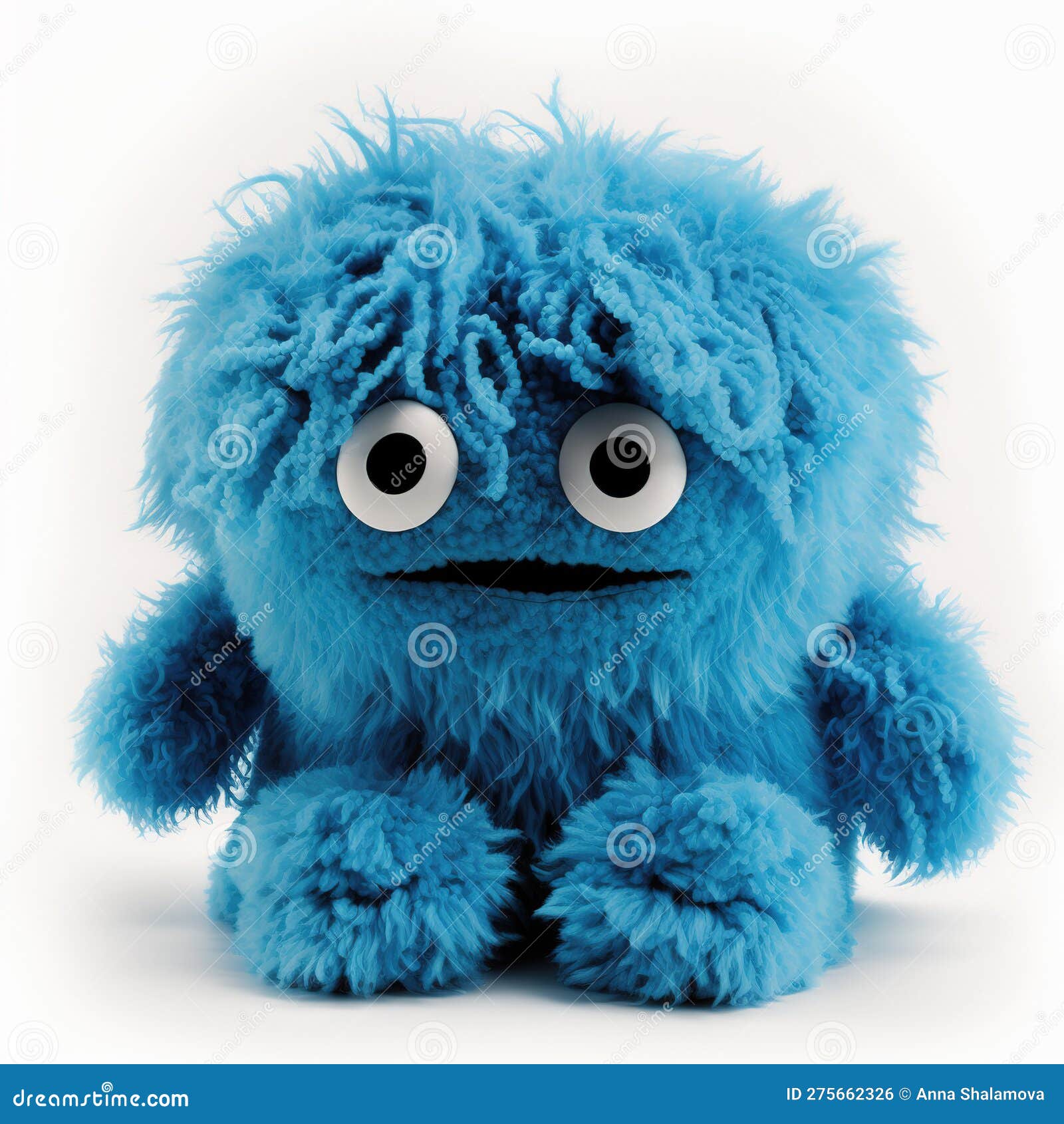 Cute Blue Monster on White Background. Generative AI Stock Illustration ...