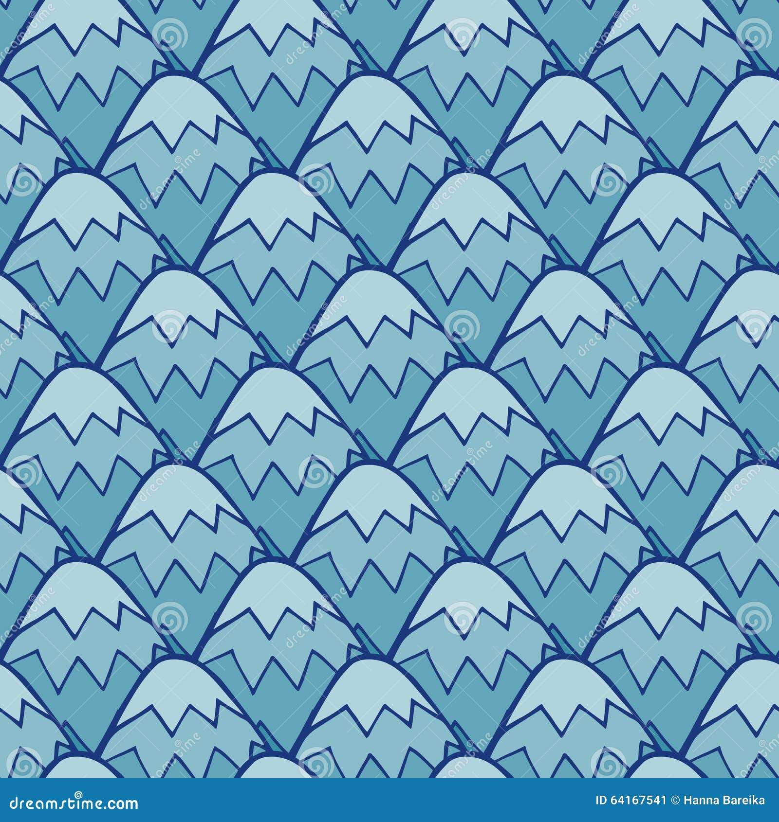Cute Blue Mountains Vector Seamless Pattern. Stock Vector ...