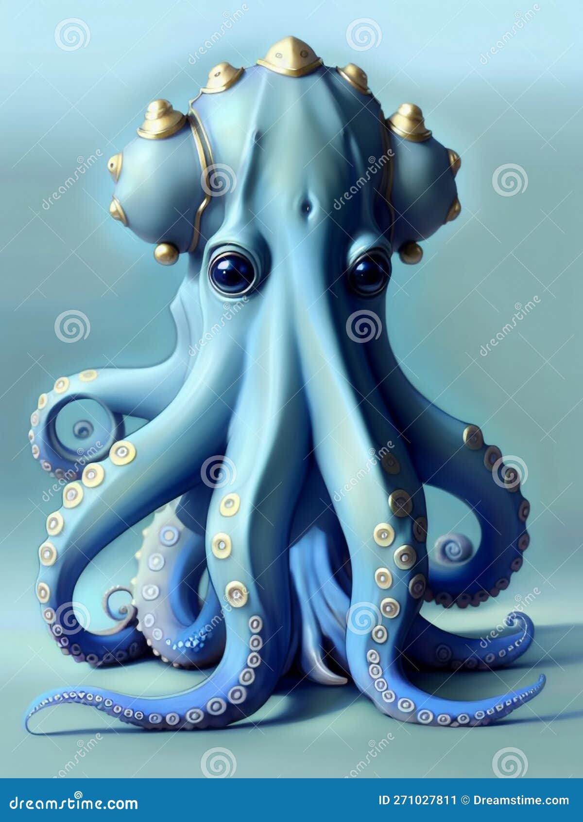 Cute Blue Octopus with Big Eyes. Generative AI Stock Illustration ...