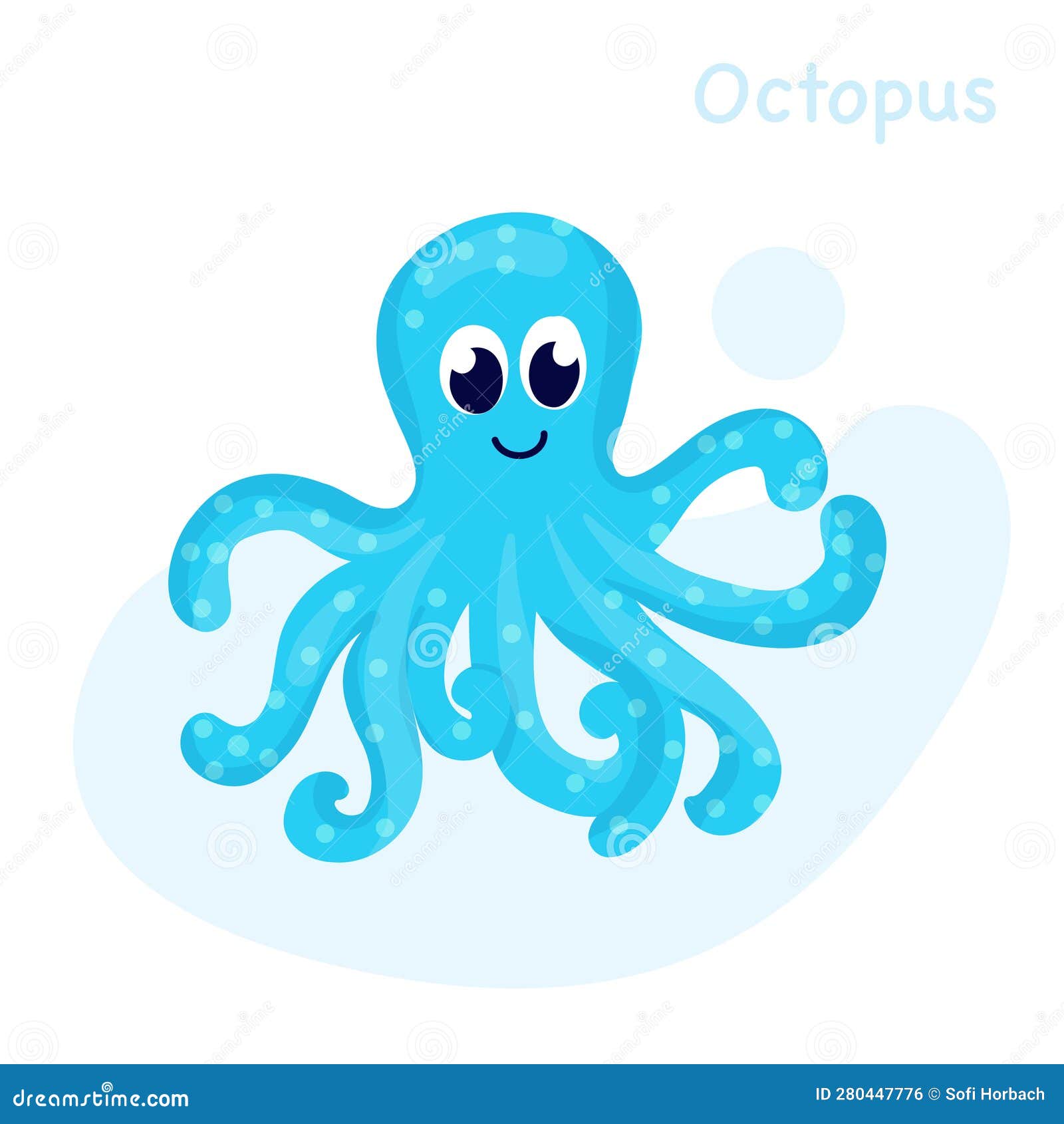 Cute Blue Octopus in the Cartoon Style. Kids Illustration Stock Vector ...