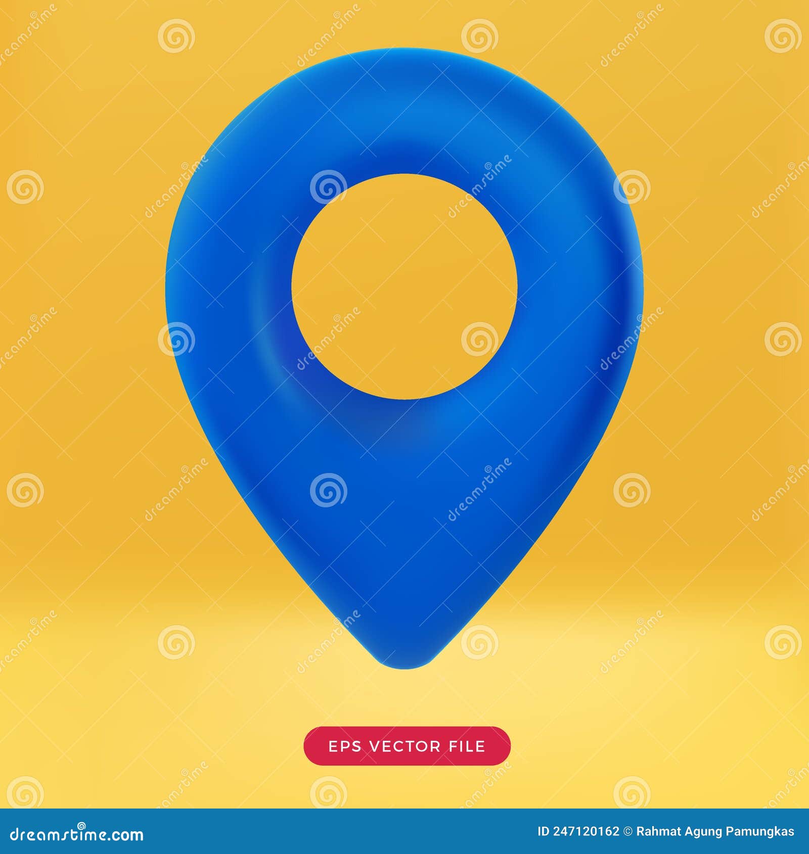 Cute Blue Pin Map Gps Navigation 3d. Icon 3d Render. Mesh Vector Stock ...