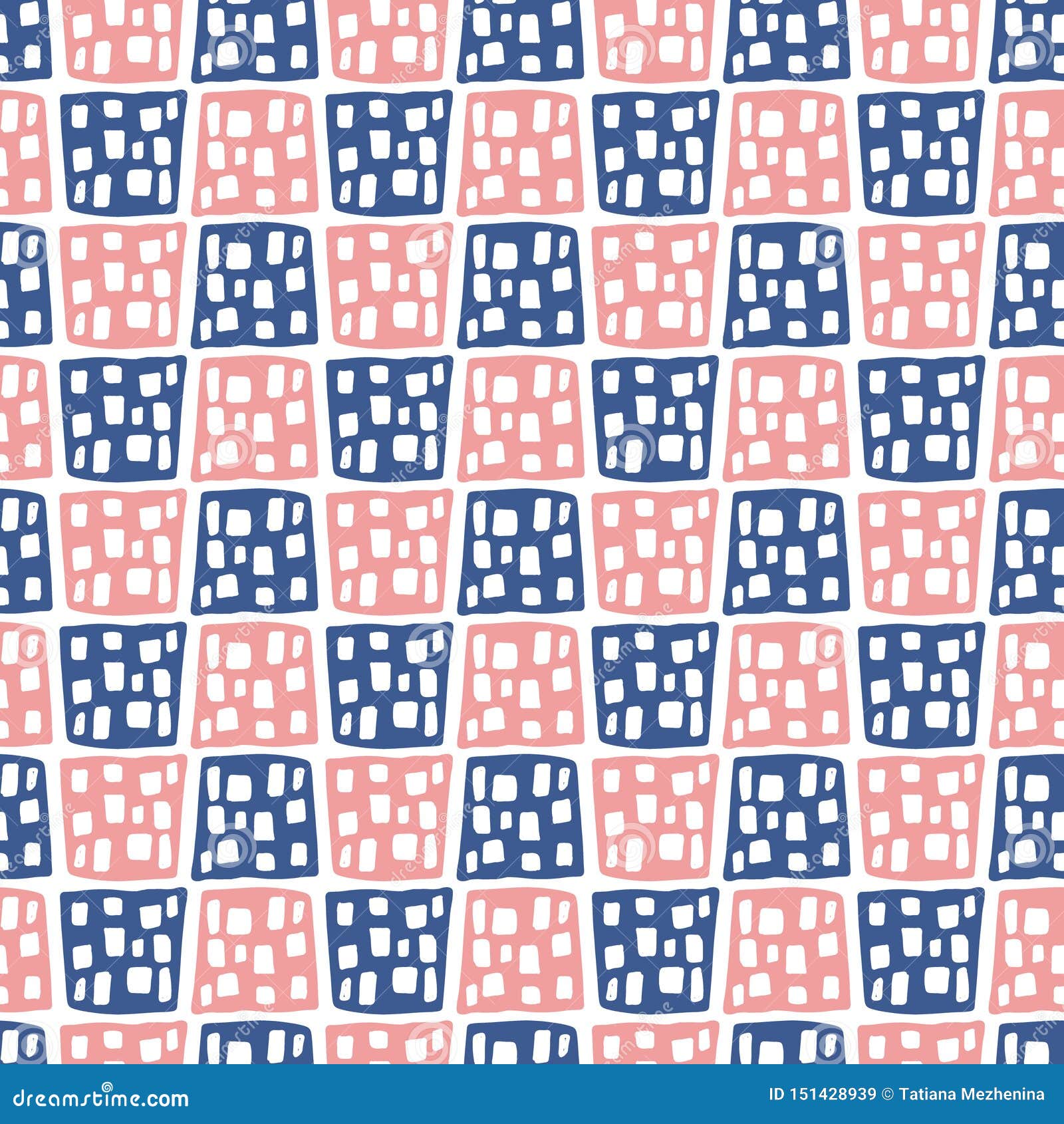 Cute Blue and Pink Pattern with Square Shapes Stock Vector ...