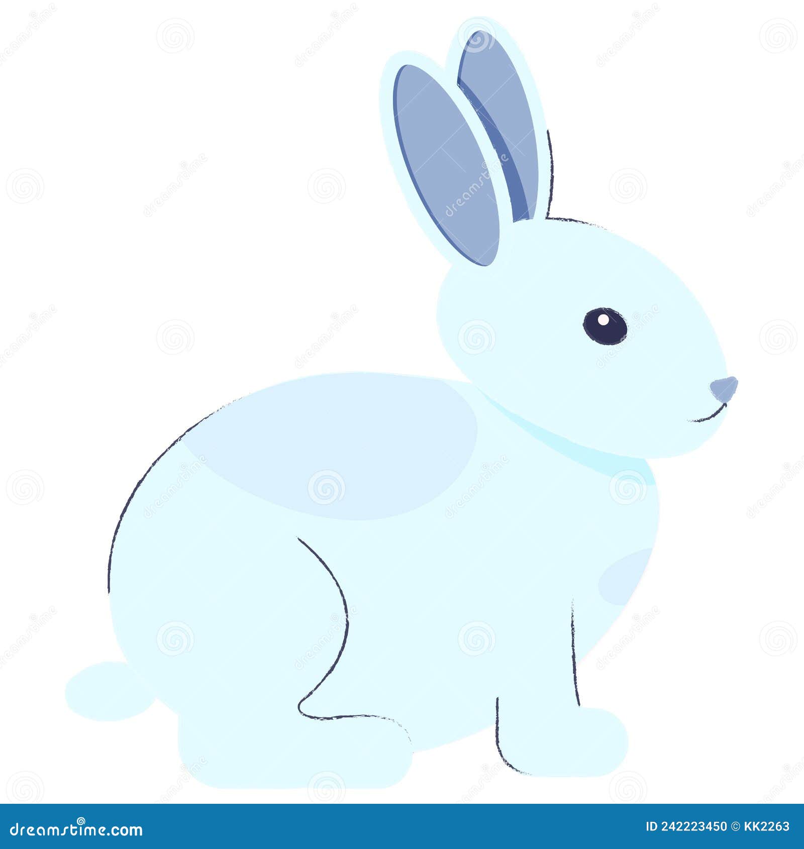Cute blue rabbit sitting stock vector. Illustration of adorable - 242223450