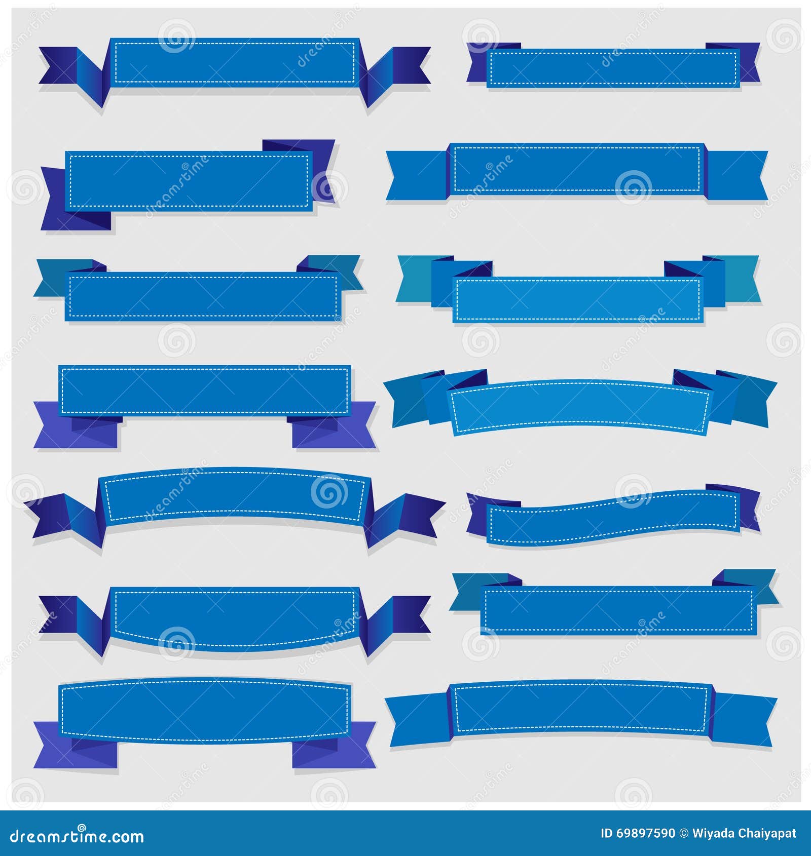Cute Blue Ribbons and Banners Stock Illustration - Illustration of ...