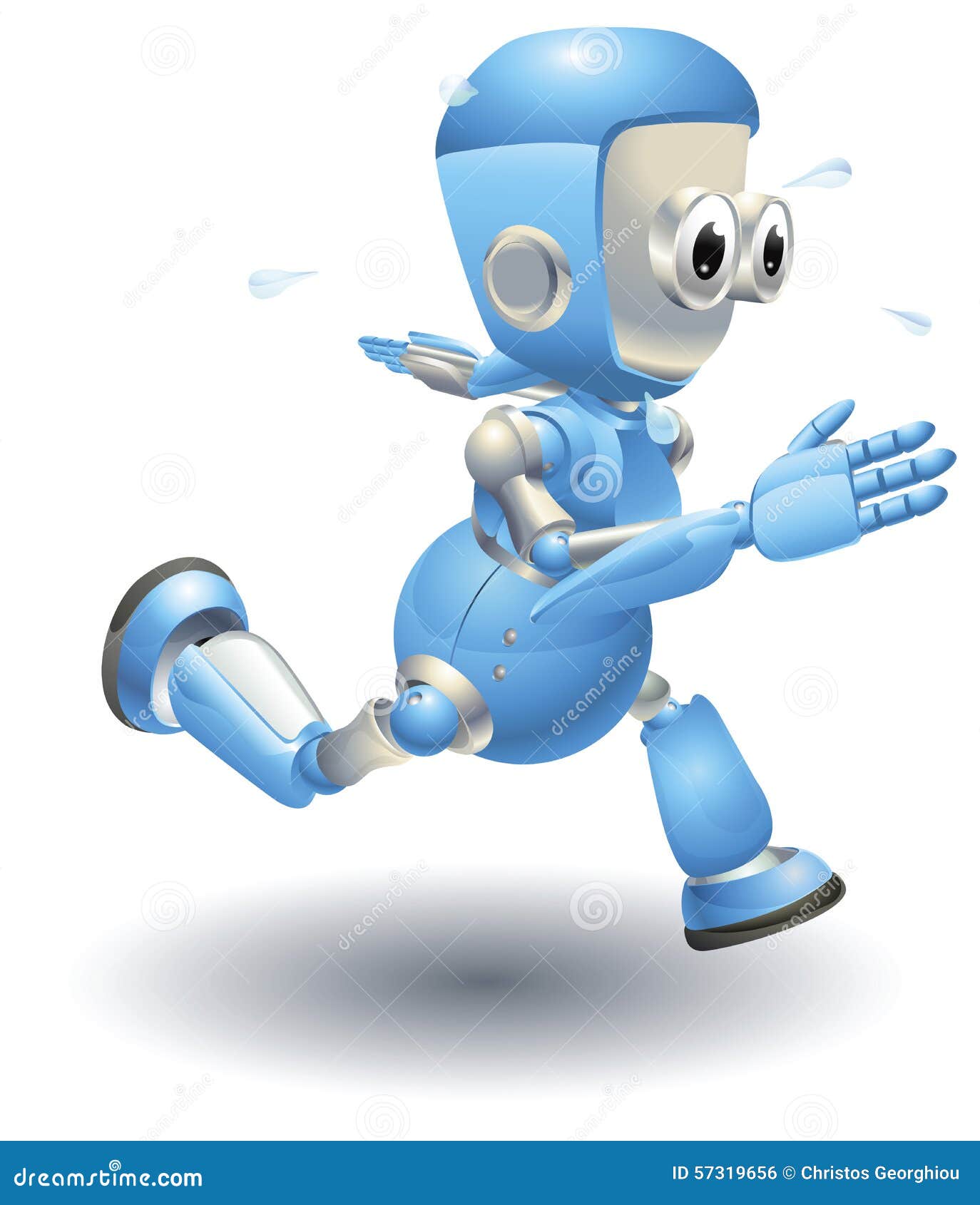 Cute Blue Robot Character Running Stock Vector - Illustration of ...