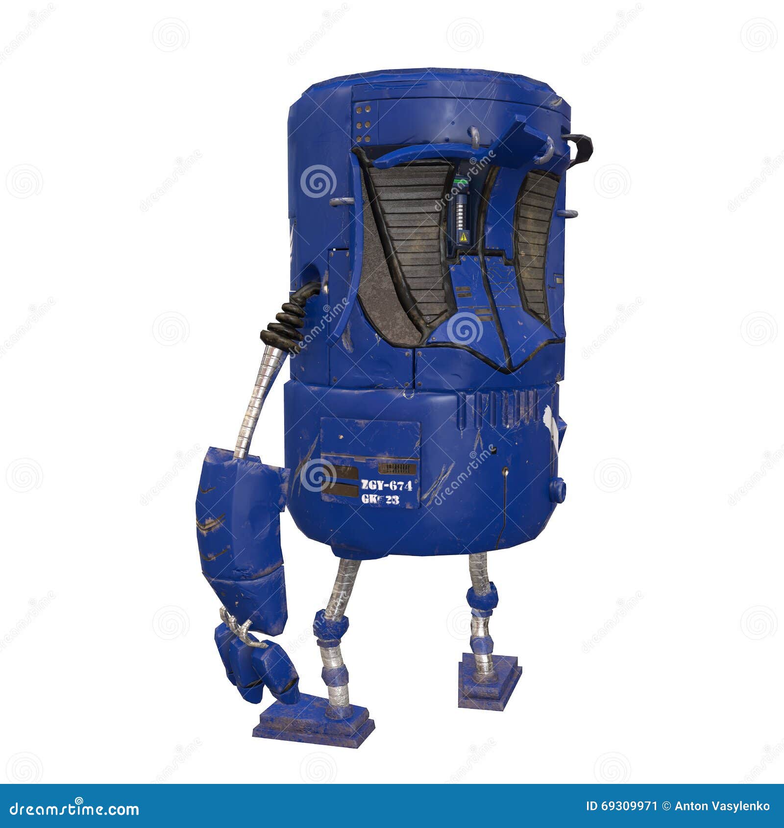 Cute Blue Robot 3d Illustration Stock Illustration - Illustration of ...