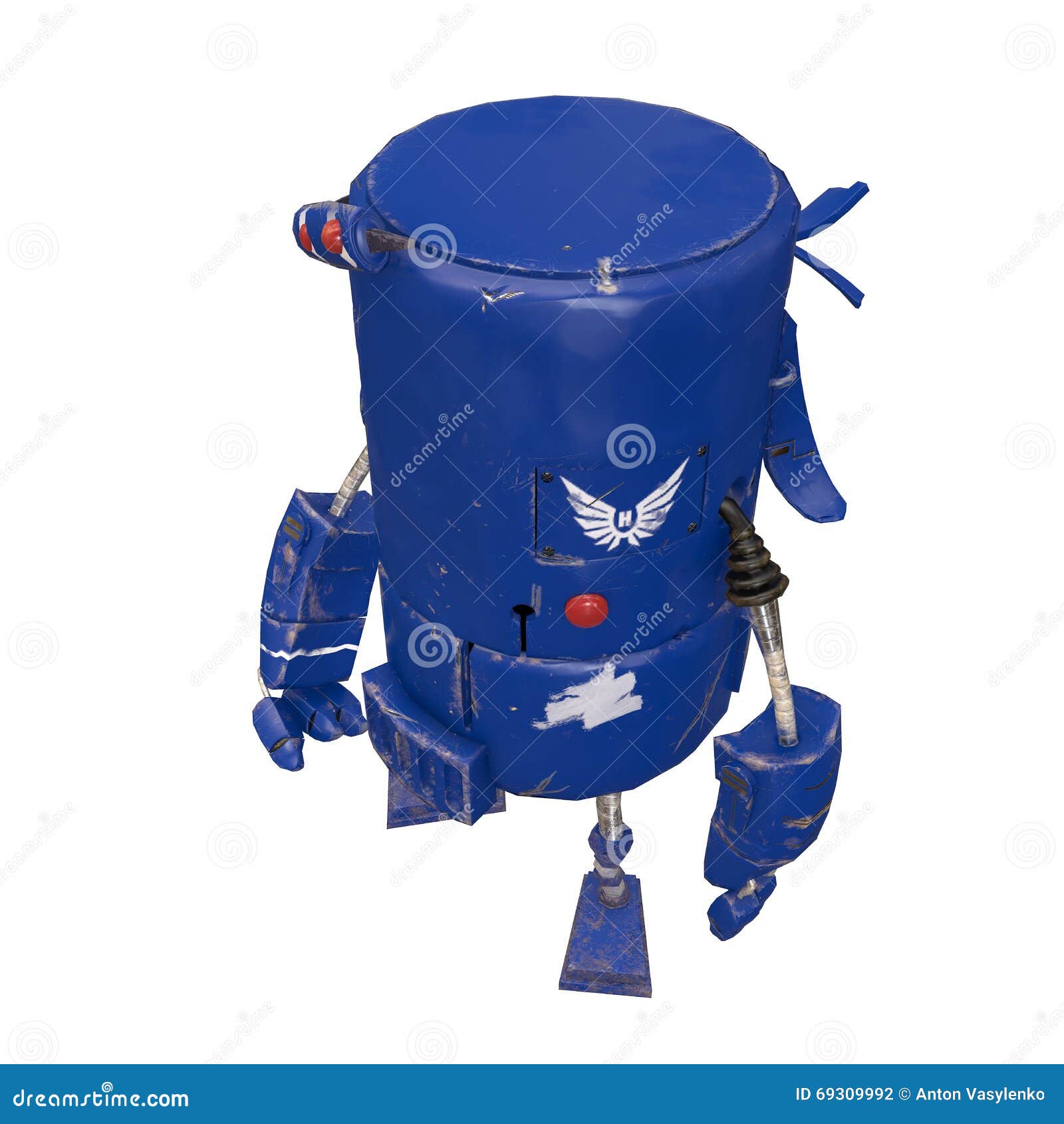 Cute Blue Robot 3d Illustration Stock Illustration - Illustration of ...