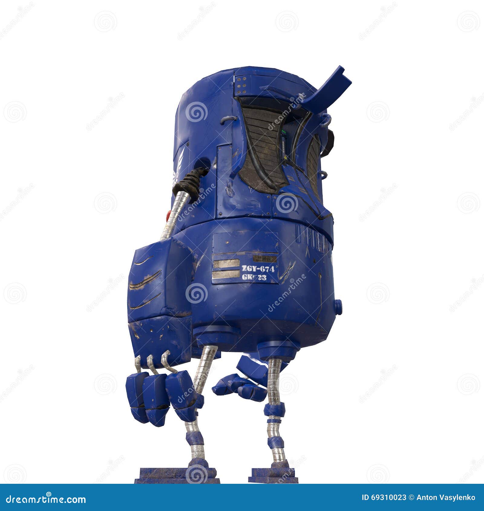 Cute Blue Robot 3d Illustration Stock Illustration - Illustration of ...