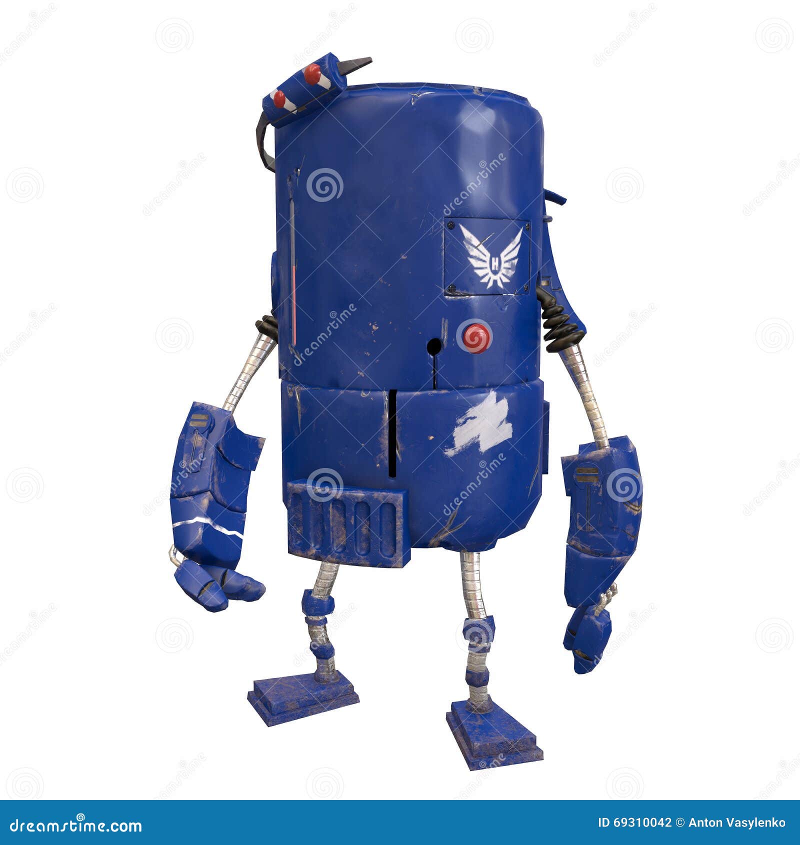 Cute Blue Robot 3d Illustration Stock Illustration - Illustration of ...