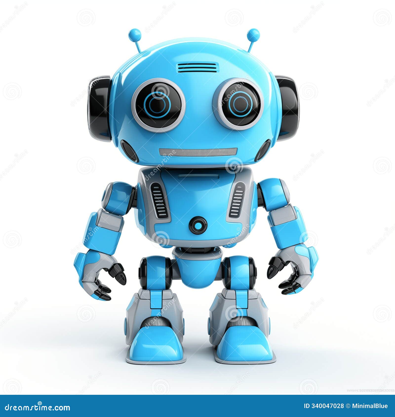 A Cute Blue Robot Showcases Its Friendly Design in a Bright Setting ...