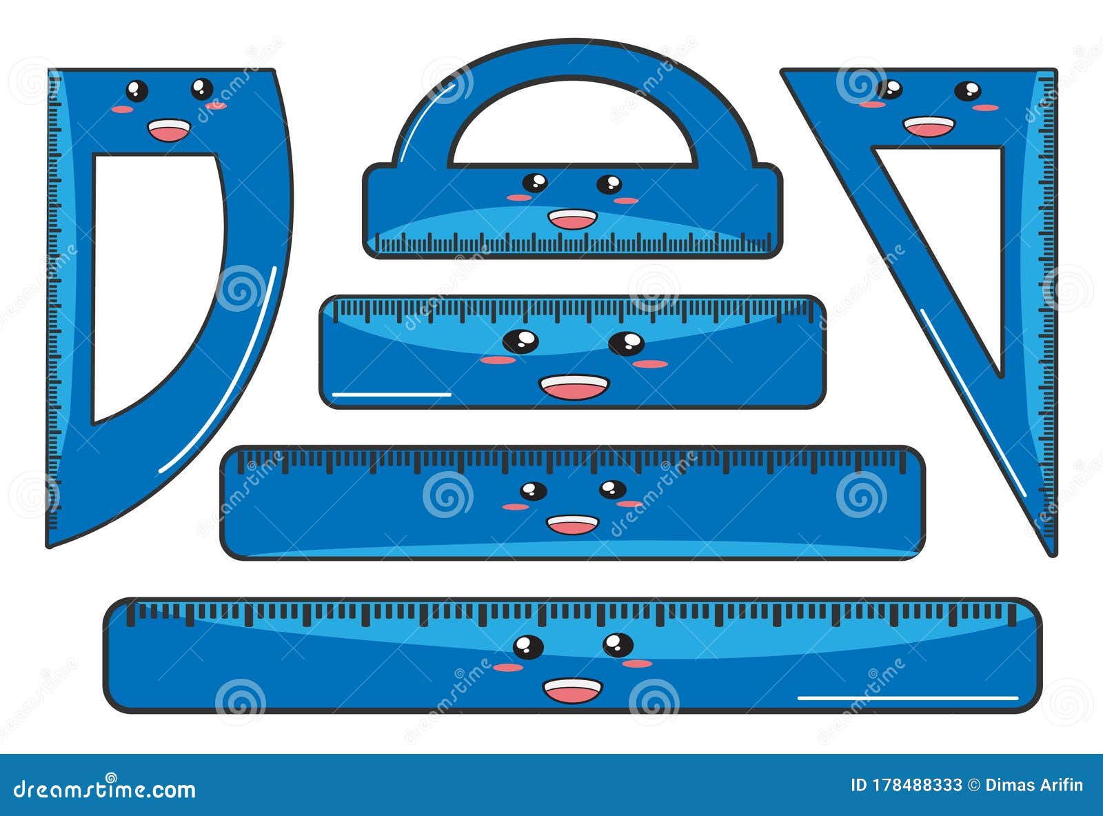 Cute Blue Ruller Cartoon stock illustration. Illustration of school ...