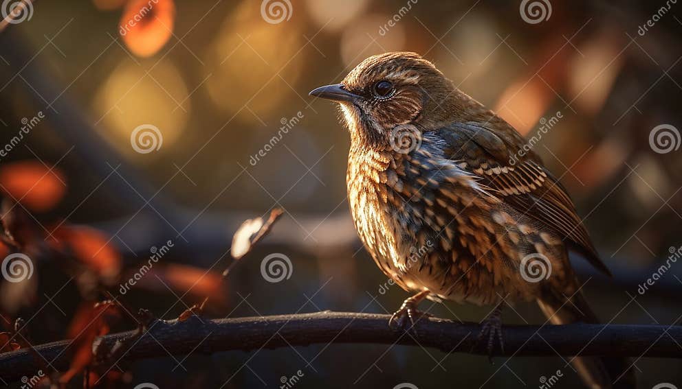 Cute Blue Starling Perching on Branch, Looking at Camera Generated by ...