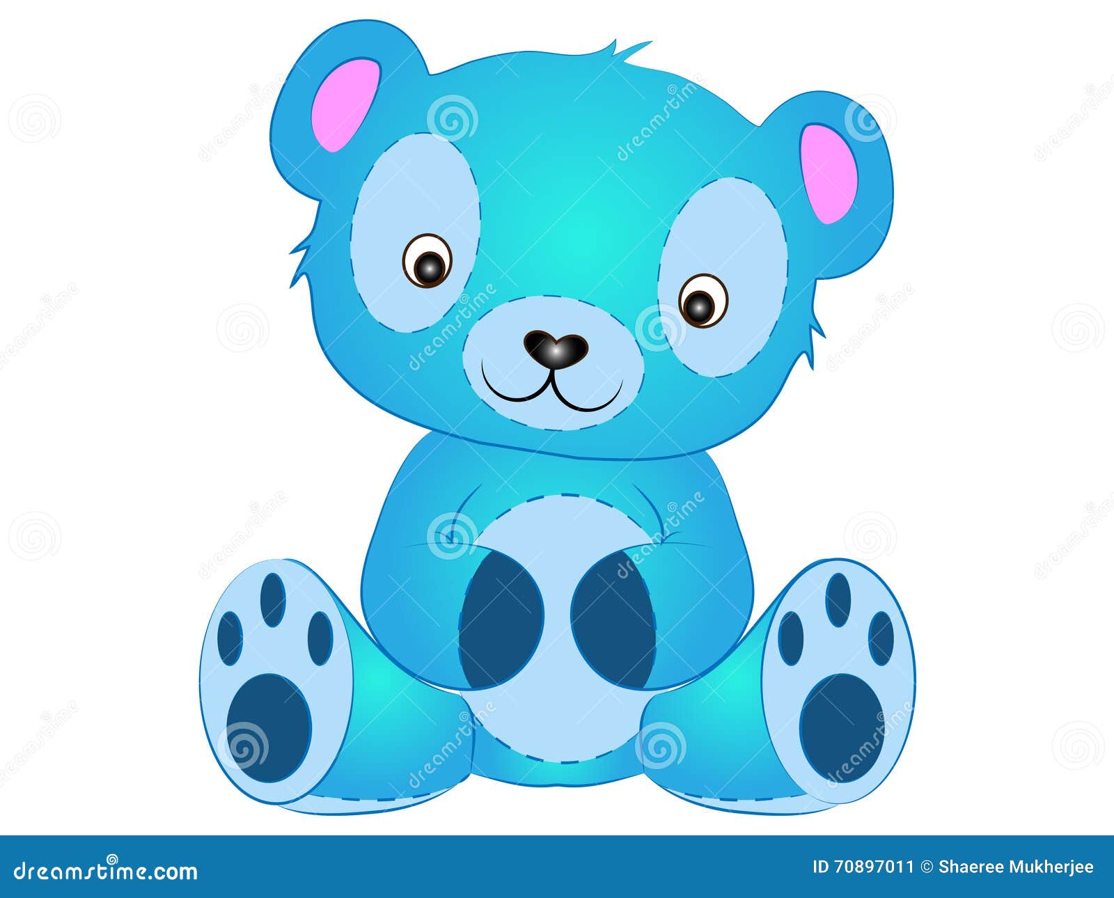 Cute Blue Teddy Bear Vector Illustration Stock Vector - Illustration of ...
