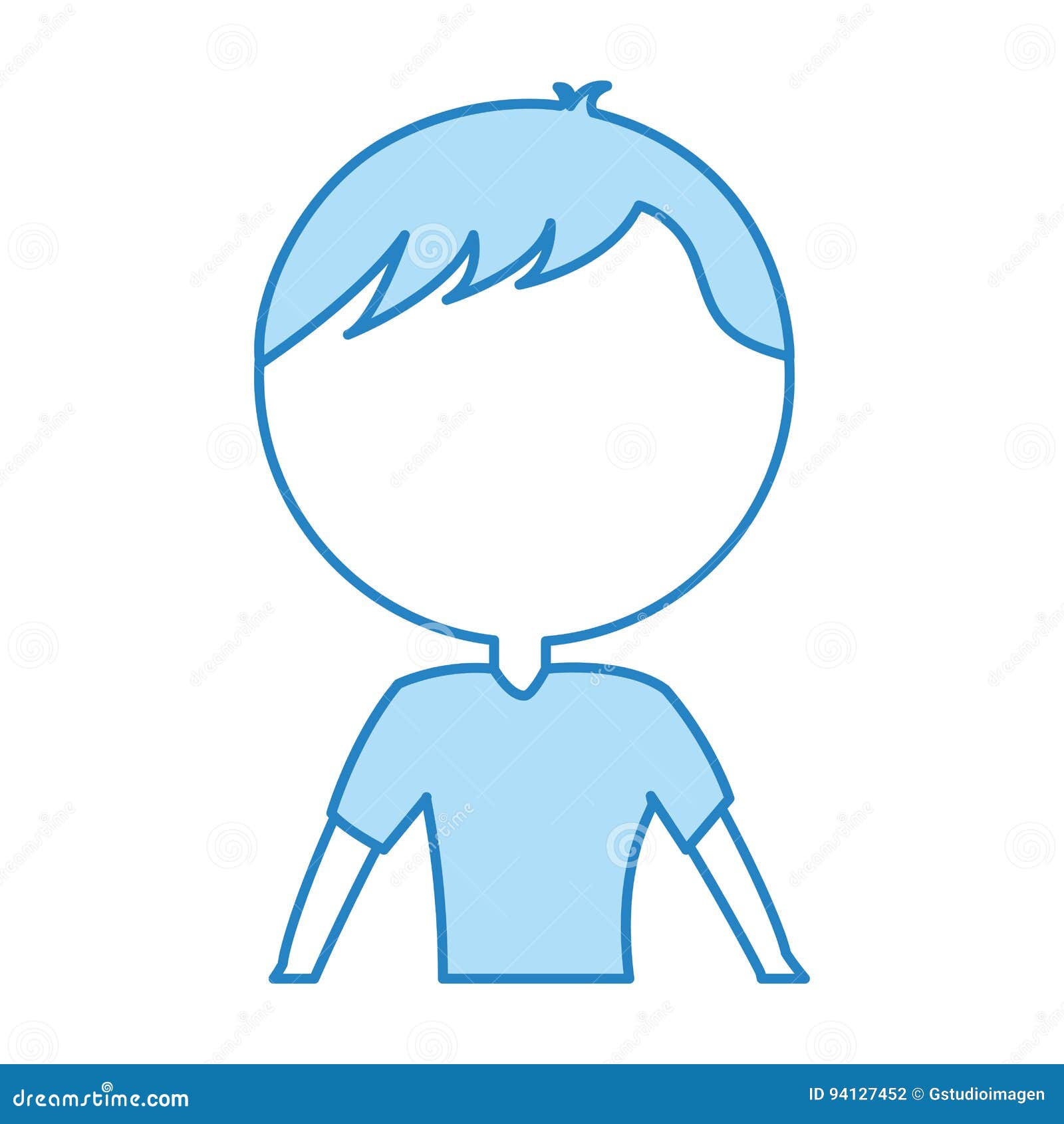 Cute Blue Upper Body Man Cartoon Stock Vector - Illustration of ...