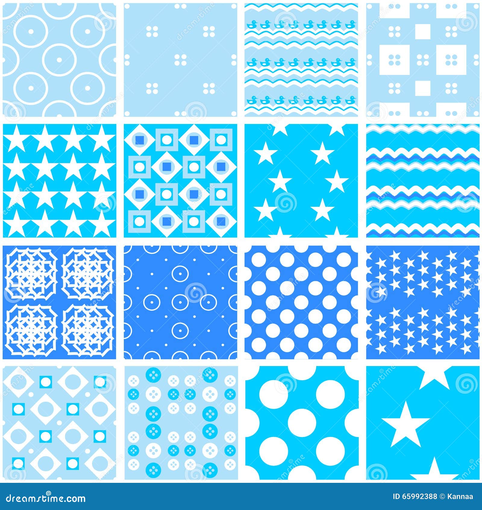 Cute Blue Vector Seamless Patterns. Endless Texture Stock Vector ...