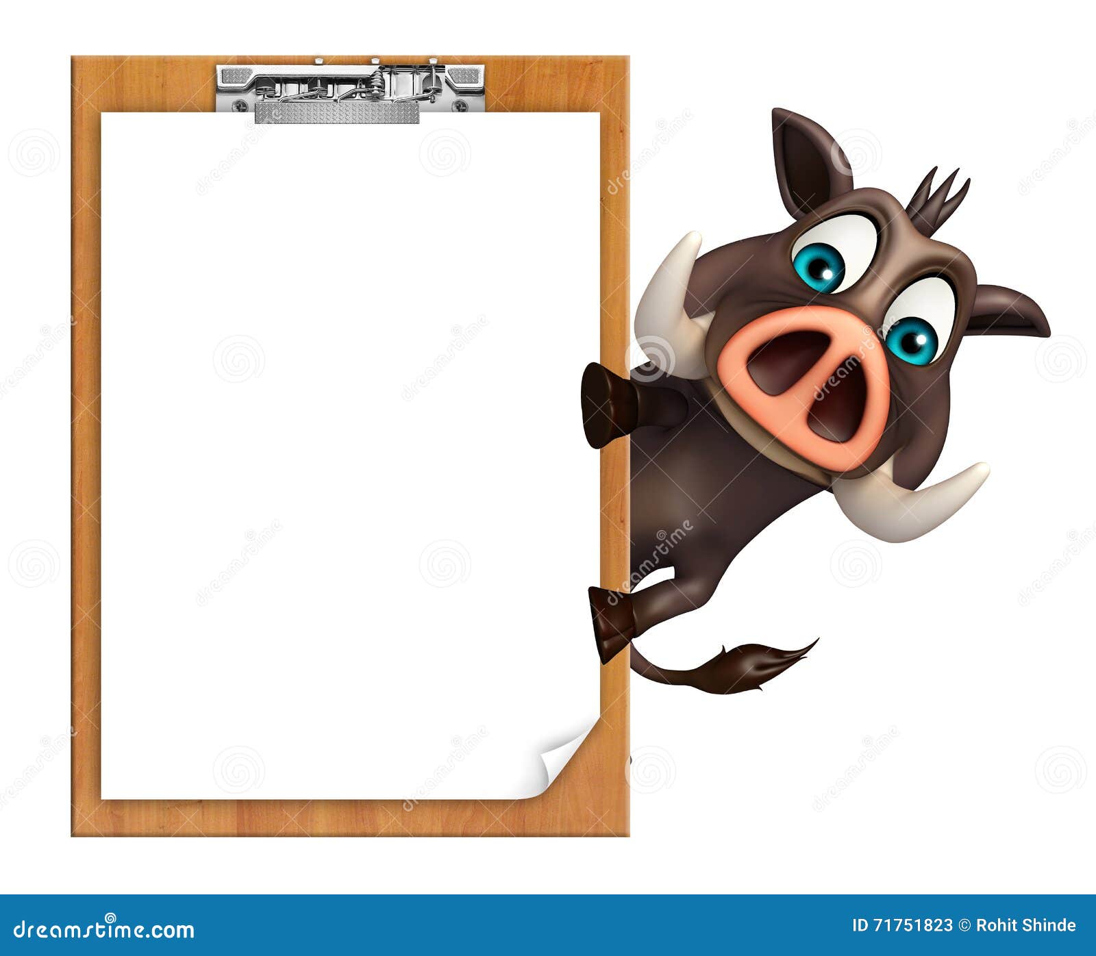Cute Boar Cartoon Character with Exam Pad Stock Illustration ...