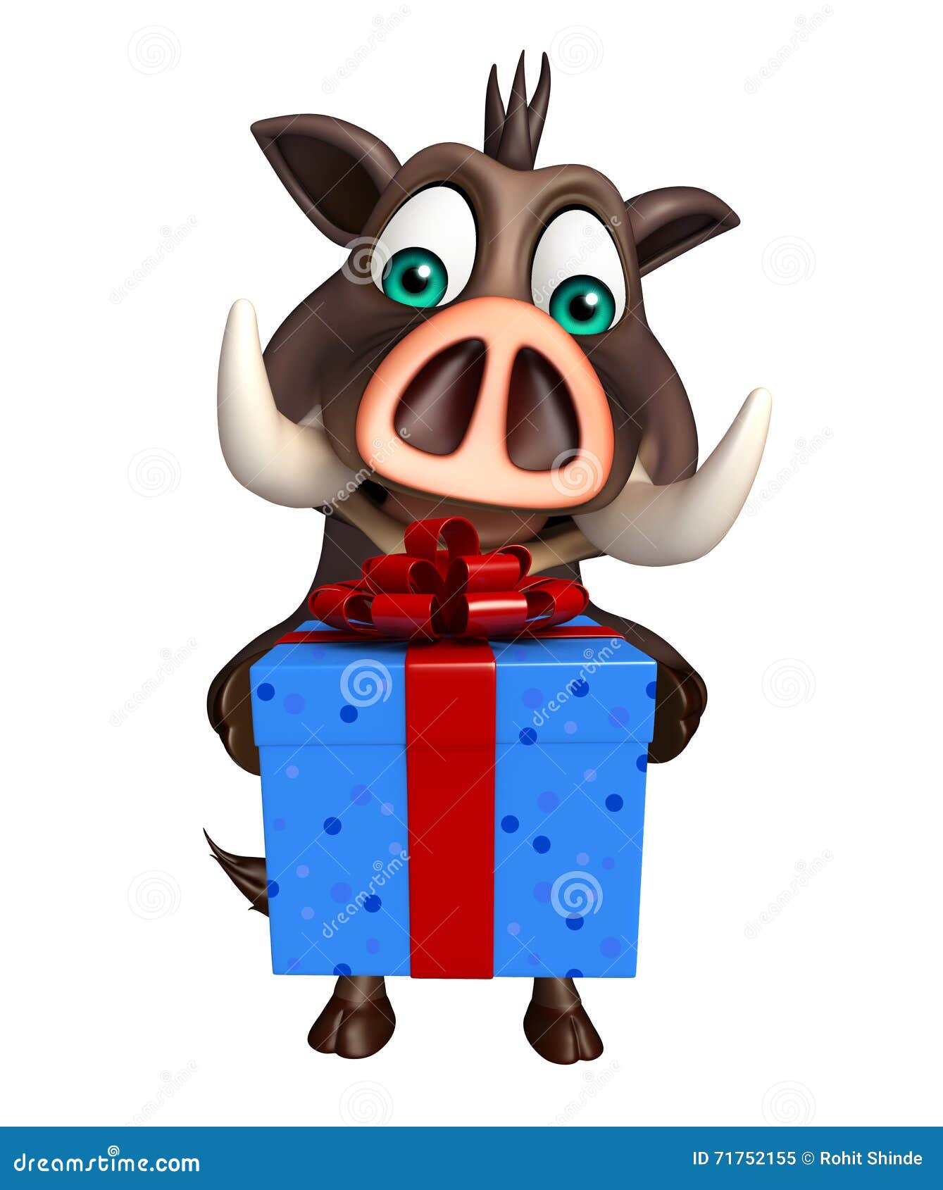 Cute Boar Cartoon Character with Gift Box Stock Illustration ...