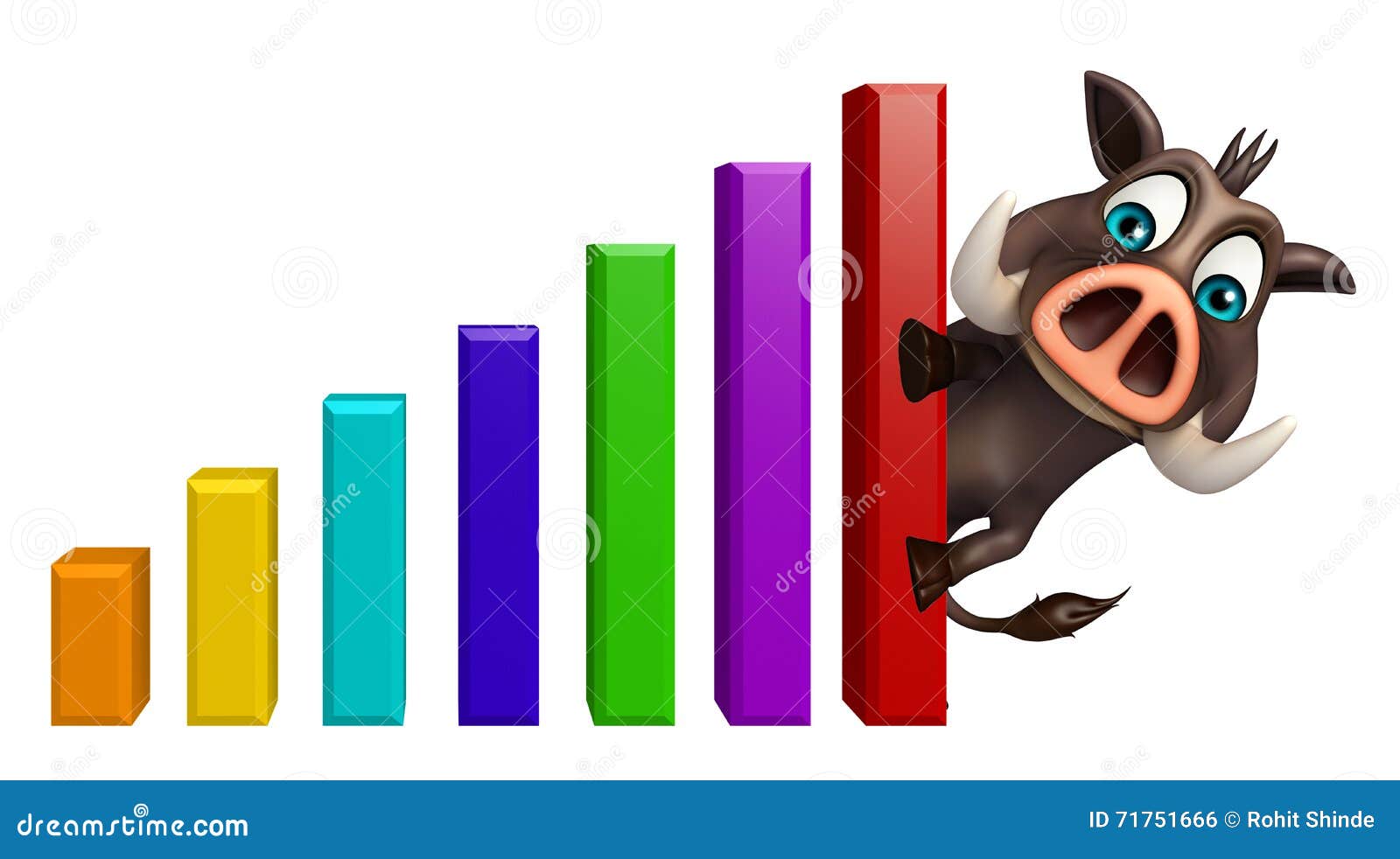 Cute Boar Cartoon Character with Graph Stock Illustration ...