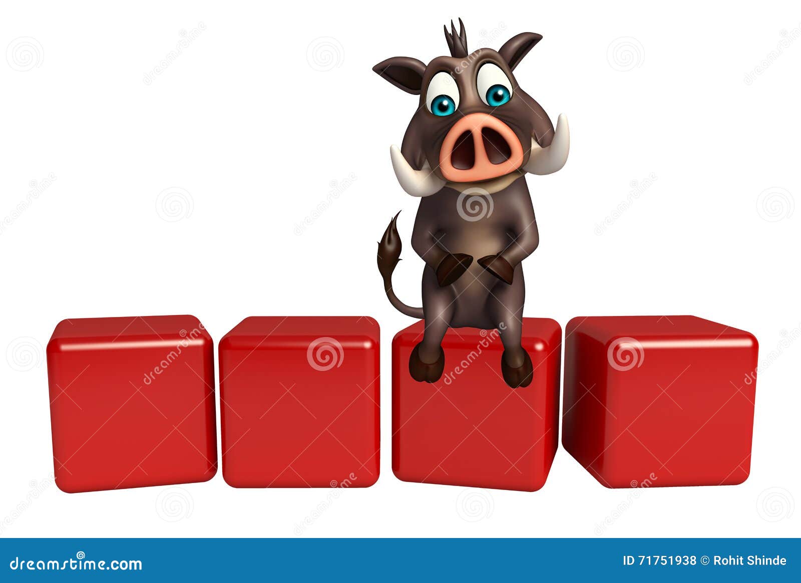 Cute Boar Cartoon Character with Level Stock Illustration ...