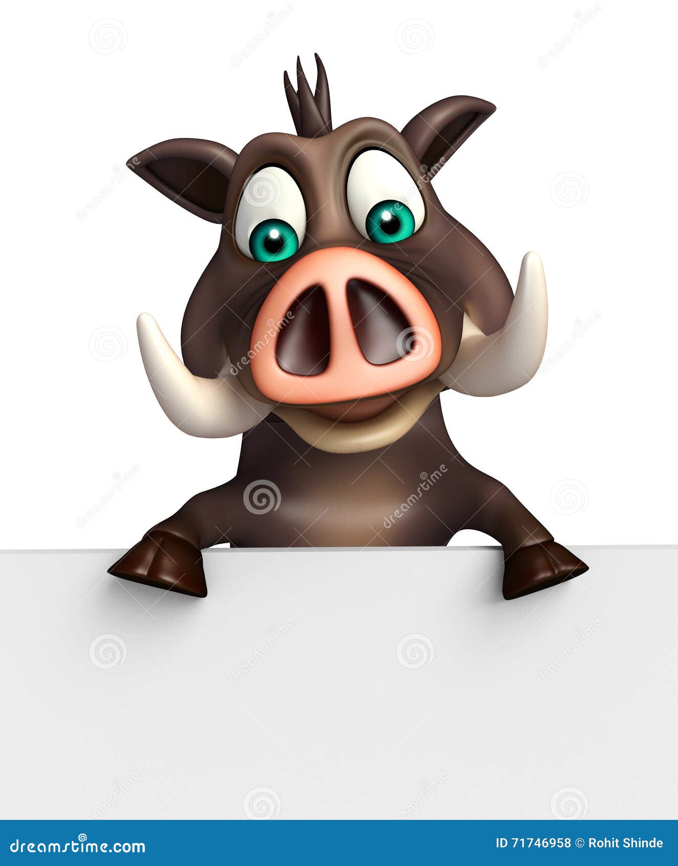 Cute Boar Cartoon Character with White Board Stock Illustration ...
