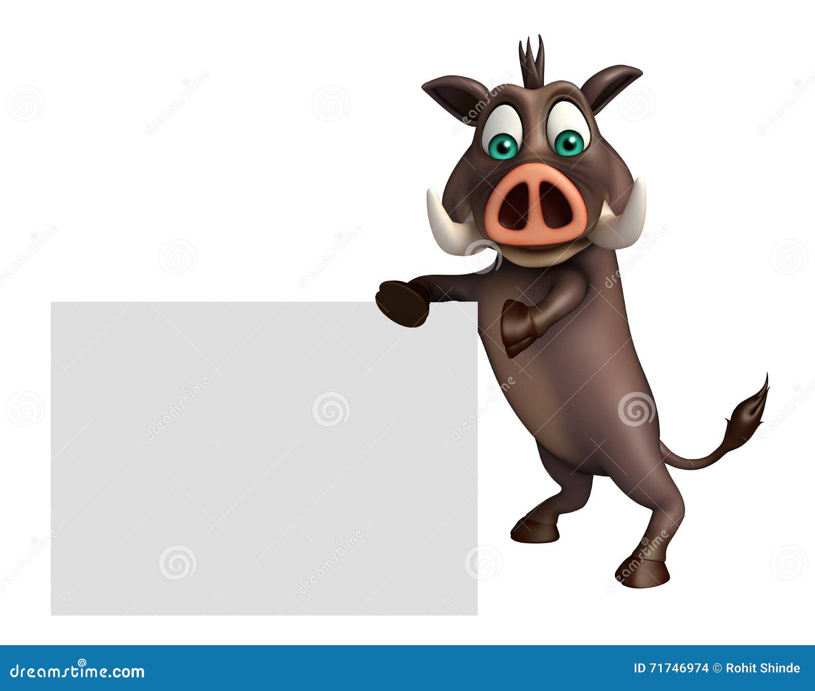 Cute Boar Cartoon Character with White Board Stock Illustration ...