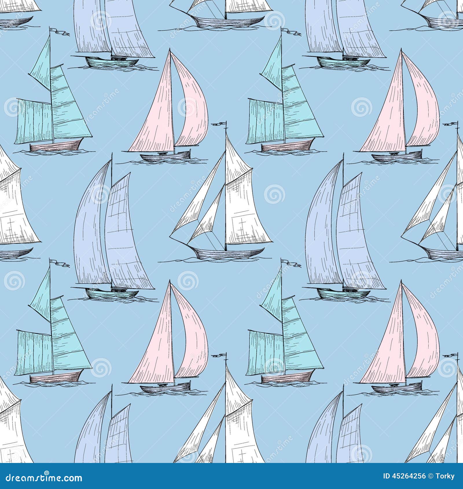 Cute boats background stock vector. Illustration of design - 45264256