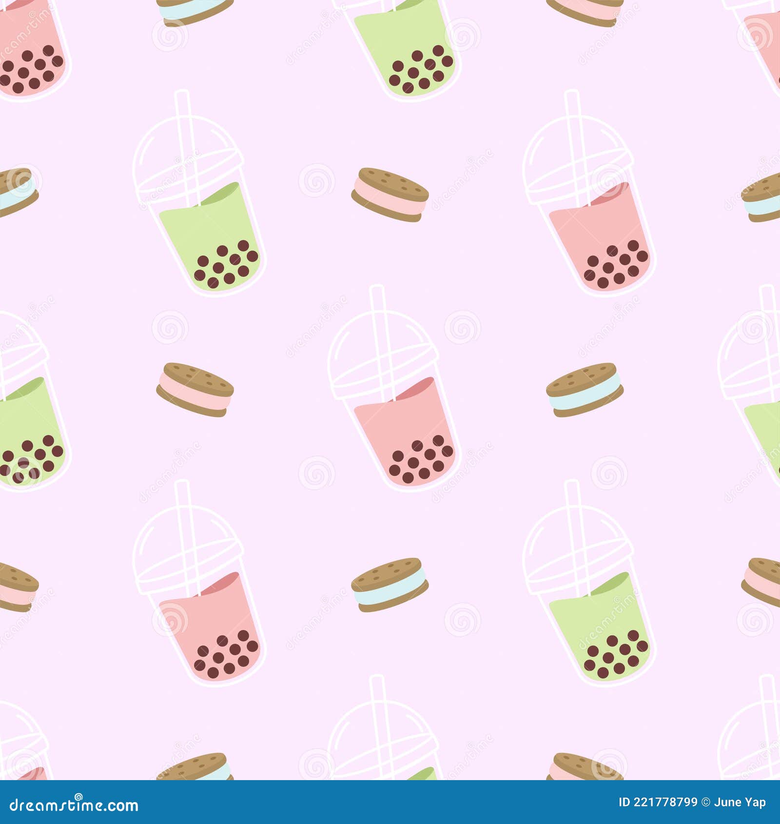 Boba Tea Seamless Pattern Vector Bubble Milk Tea Scarf Isolated Tile ...