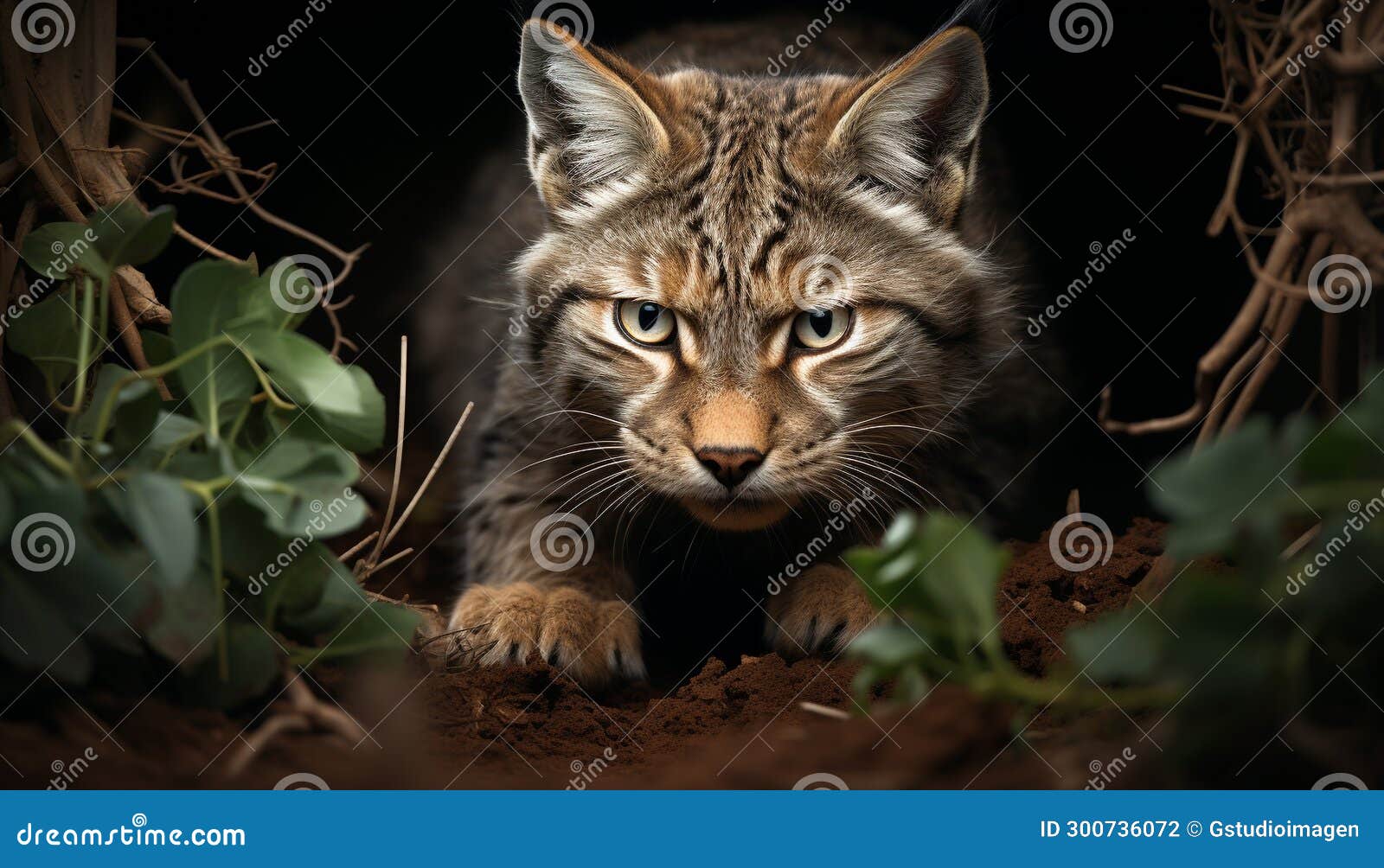Cute Bobcat Looking at Camera in the Wild Generated by AI Stock Photo ...