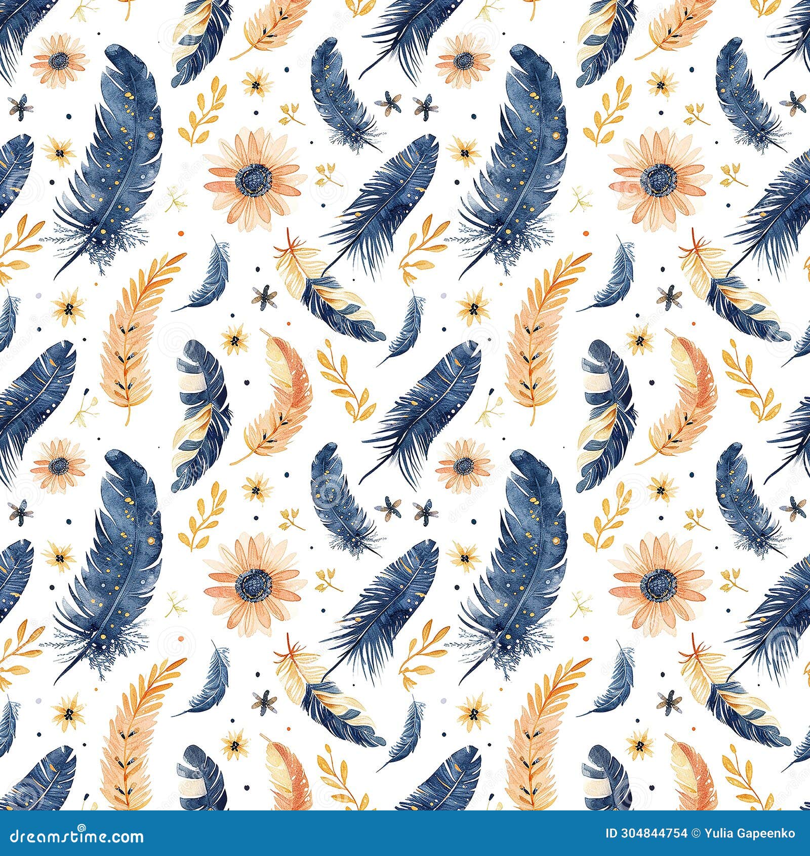 Cute Boho Style Seamless Pattern. Tile Stock Photo - Image of feather ...