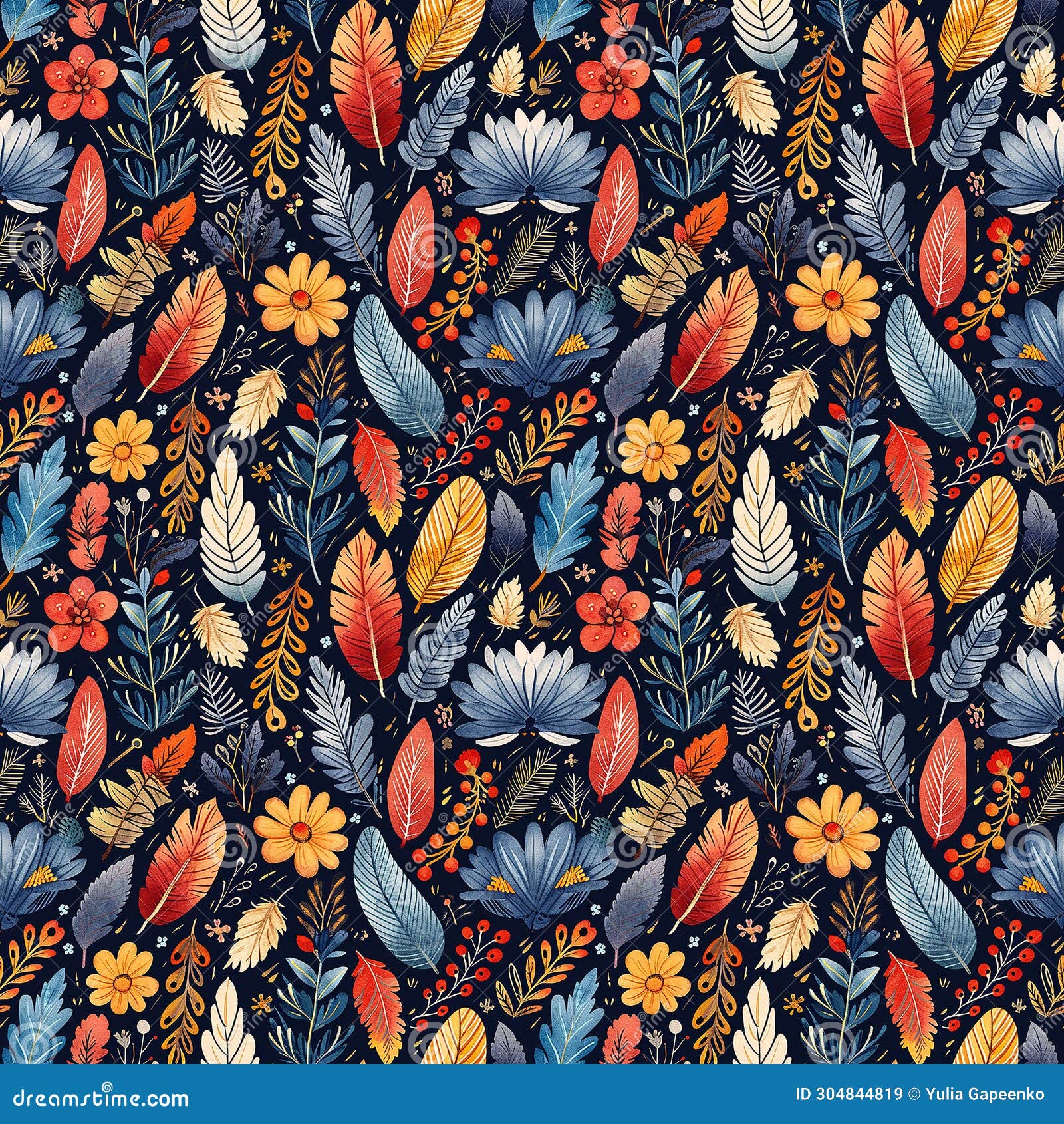 Cute Boho Style Seamless Pattern. Tile Stock Image - Image of feather ...