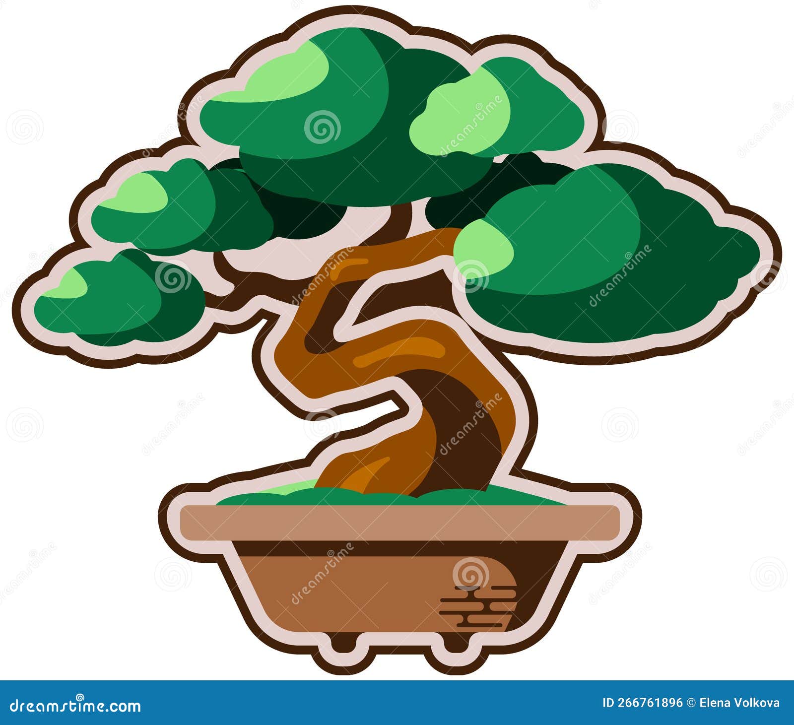 Cute bonsai stock illustration. Illustration of sketch - 266761896