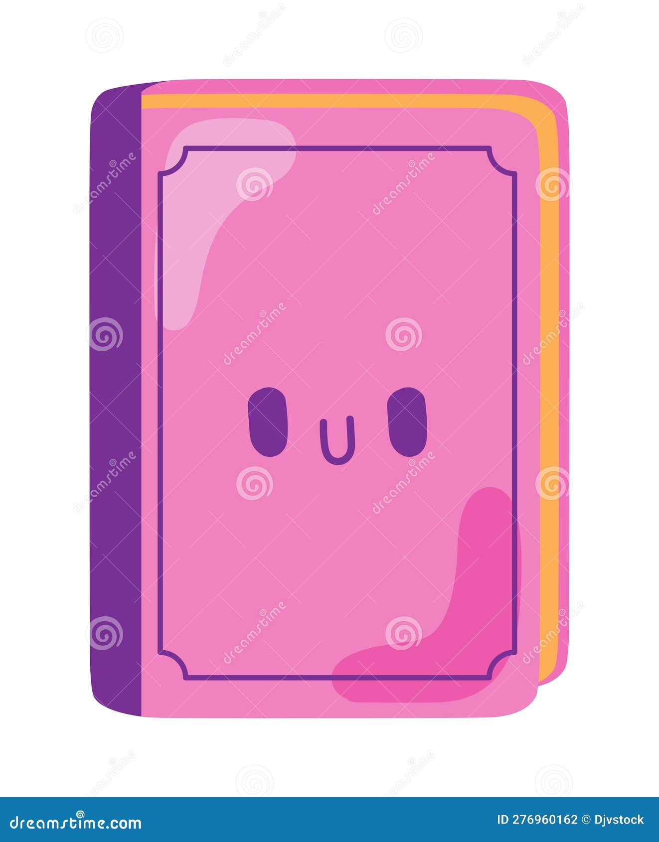 Cute Book Cartoon Comic Character With Smiling Face Happy Emoji Kawaii ...