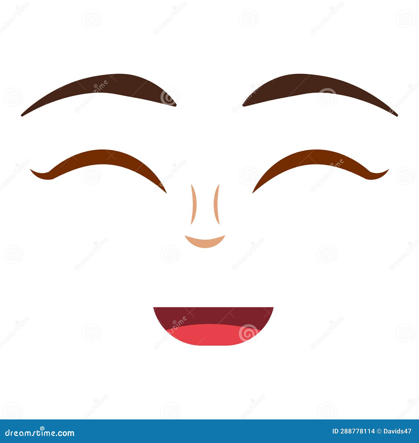 Cute Borderless Happy Facial Expression Vector Stock Vector