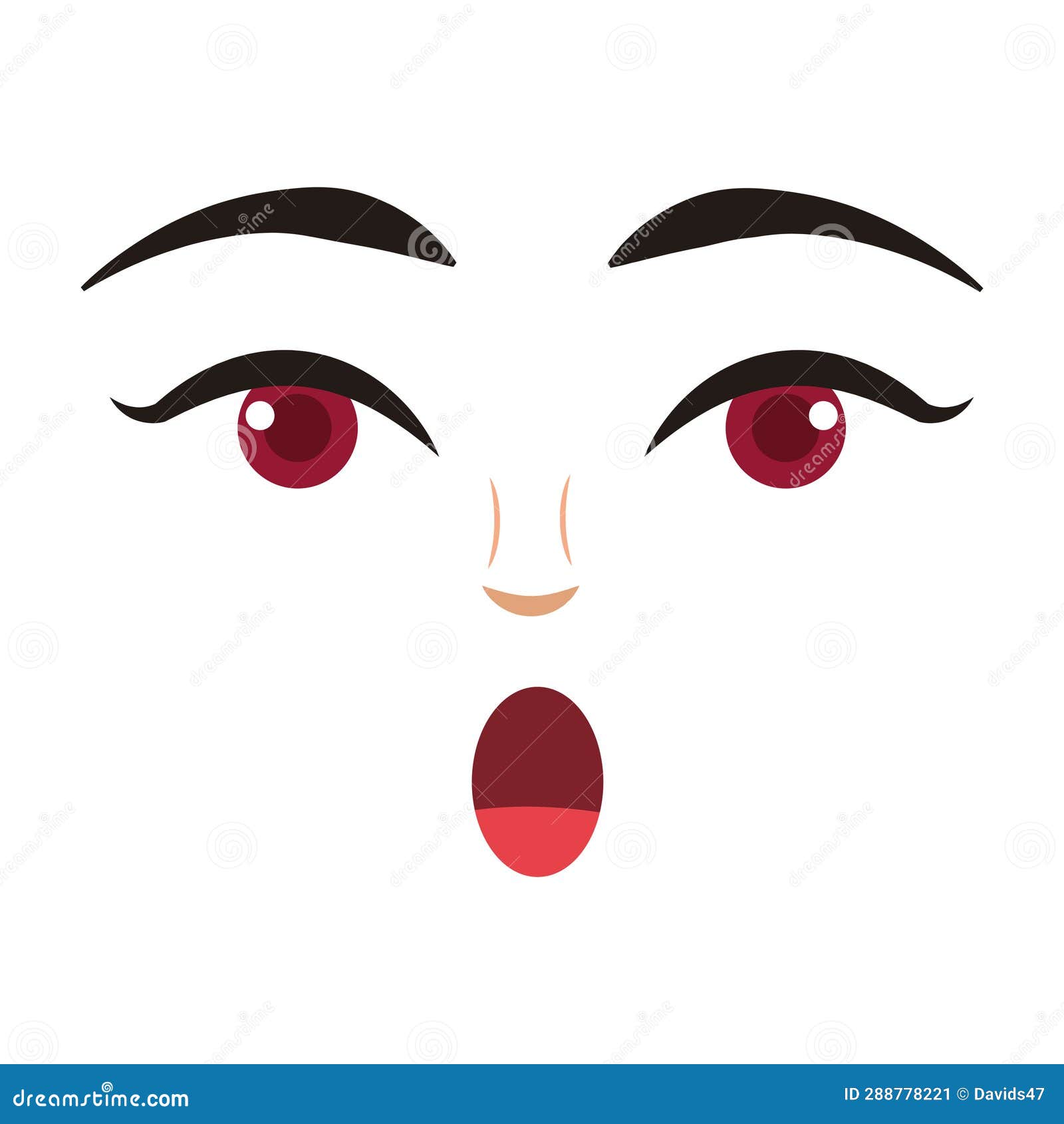 Cute Borderless Surprised Facial Expression Vector Stock Illustration ...