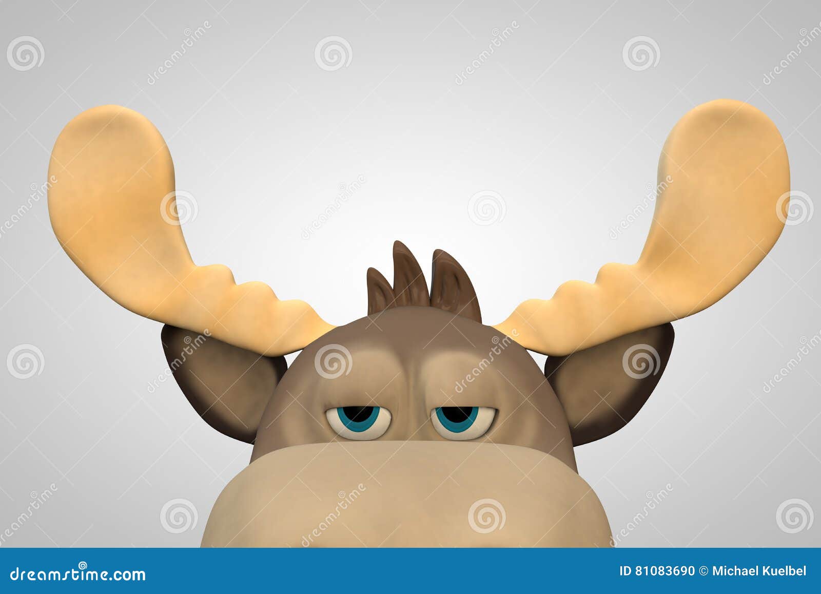 Cute Bored Moose Cartoon Animal 3d Illustration Stock Illustration ...