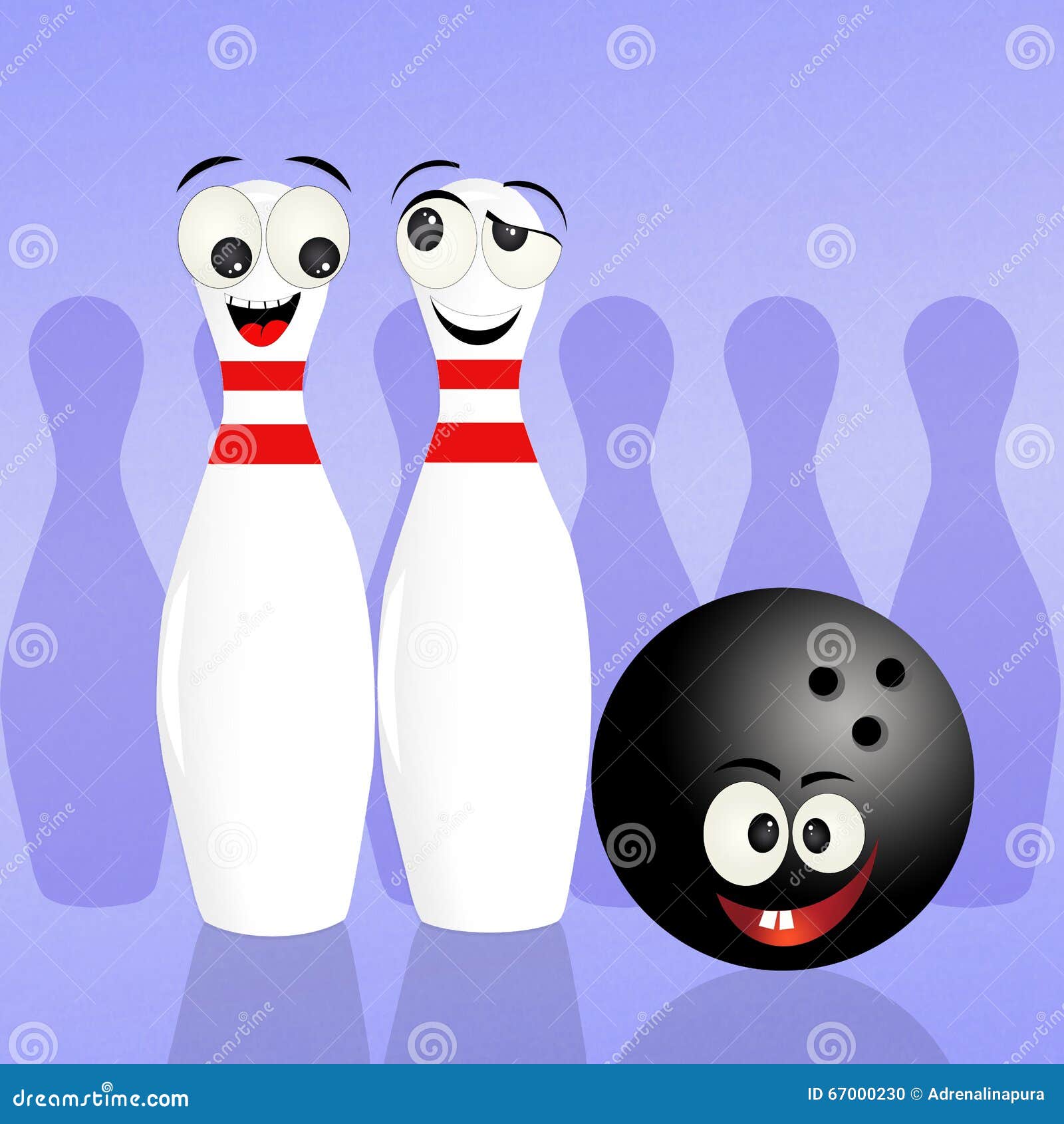 Cute Bowling Pin In Cartoon Doodle Style With Outline. Doodle Vector ...
