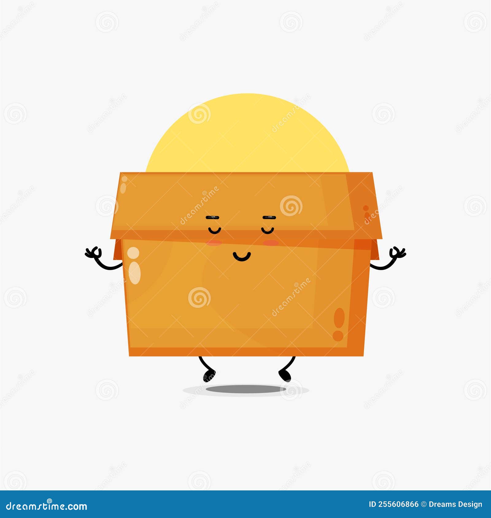 Cute Box Character Meditating in Yoga Pose Stock Vector - Illustration ...