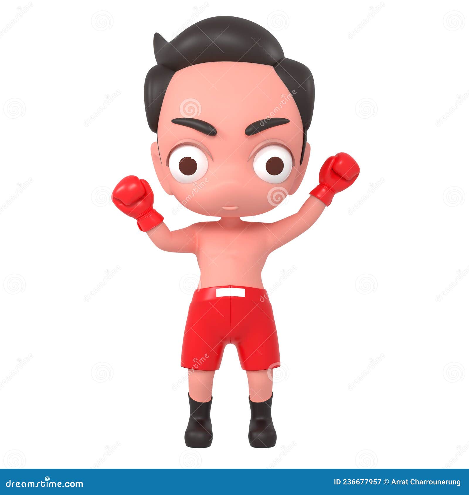 Cute Boxer Cartoon SD Model 3D Render Character. 3d Rendering Stock ...