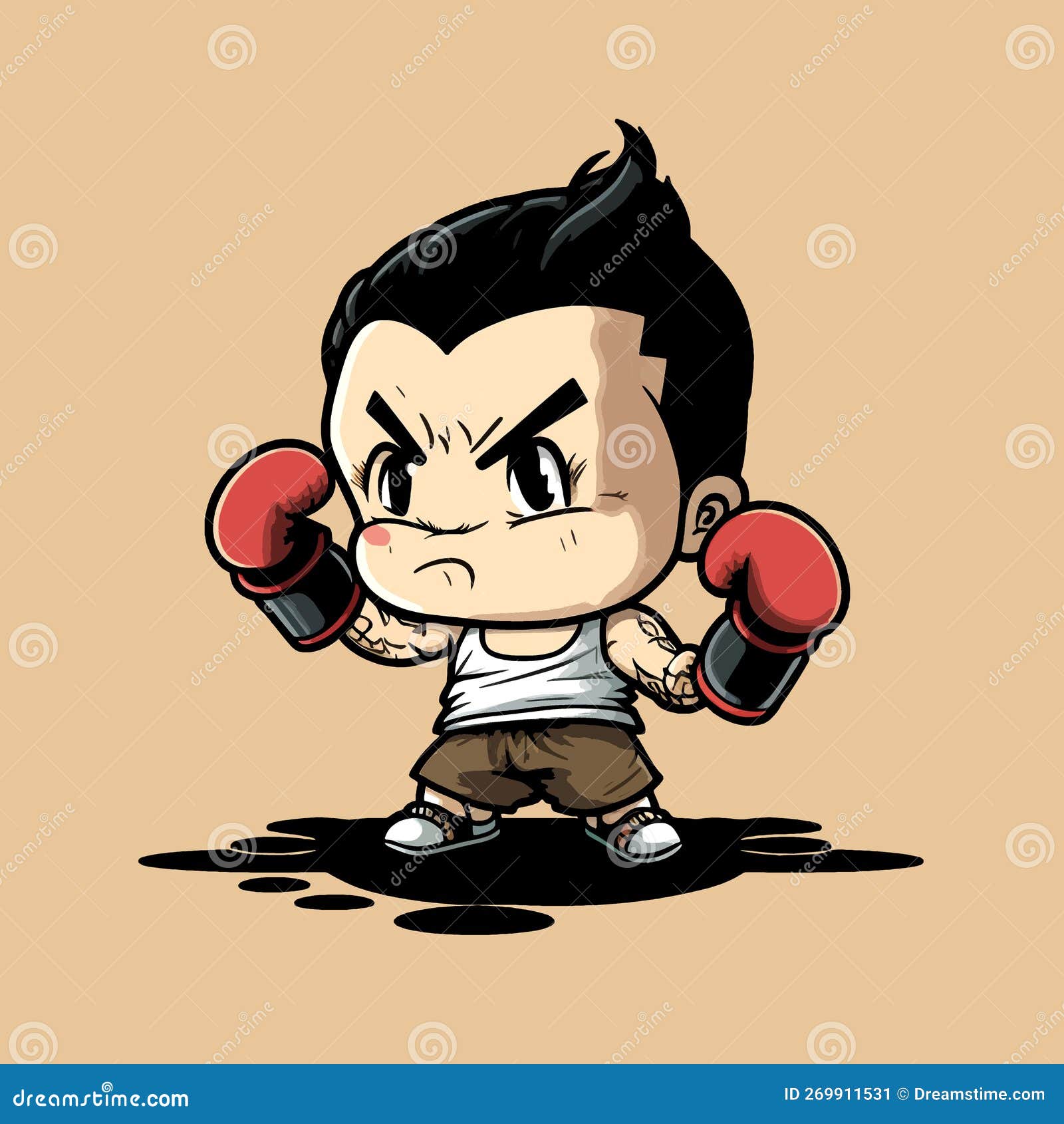 Cute Boxing Boy Cartoon Chibi Street Art Royalty-Free Stock Photography ...