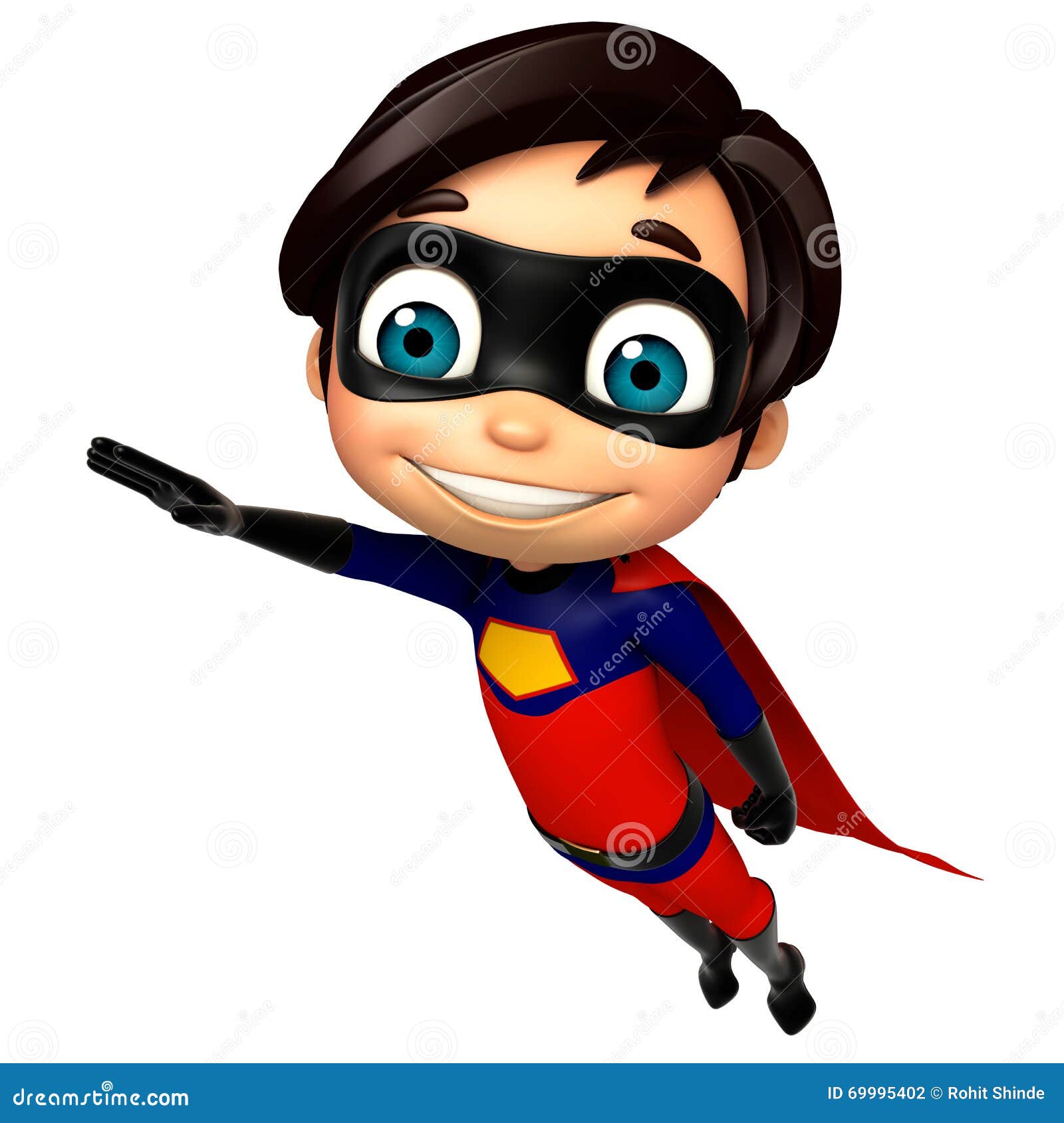 Cute Boy As a Superhero Flying Pose Stock Illustration - Illustration ...