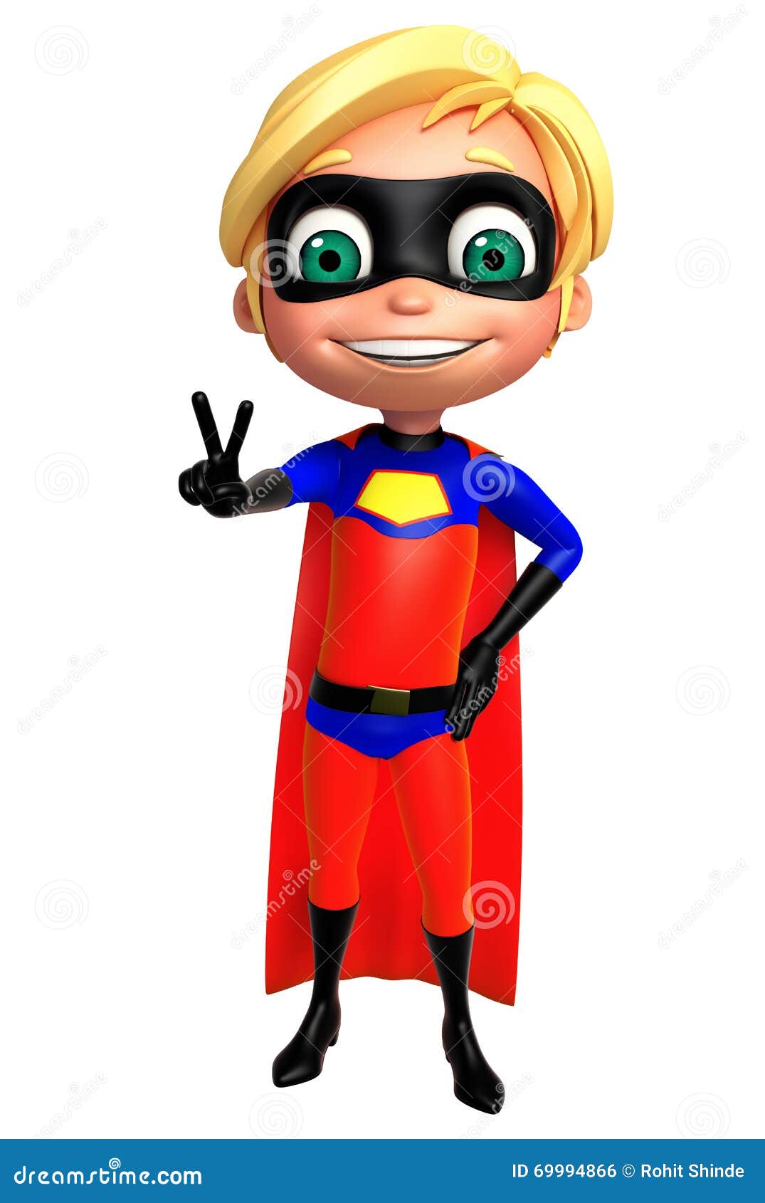 Cute Boy As a Superhero Victory Pose Stock Illustration - Illustration ...
