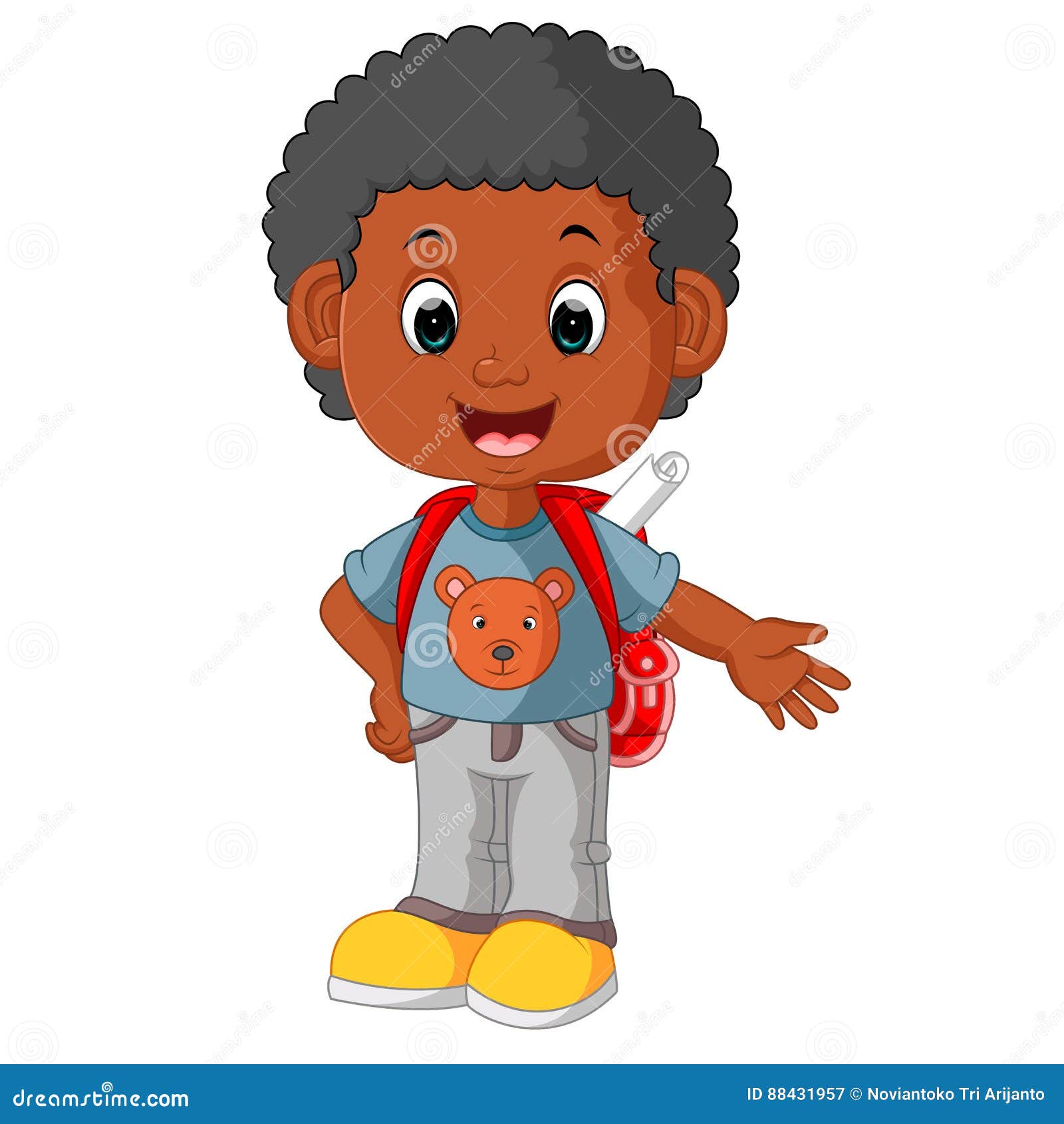 Cute Boy with Backpack Cartoon Stock Vector - Illustration of children ...