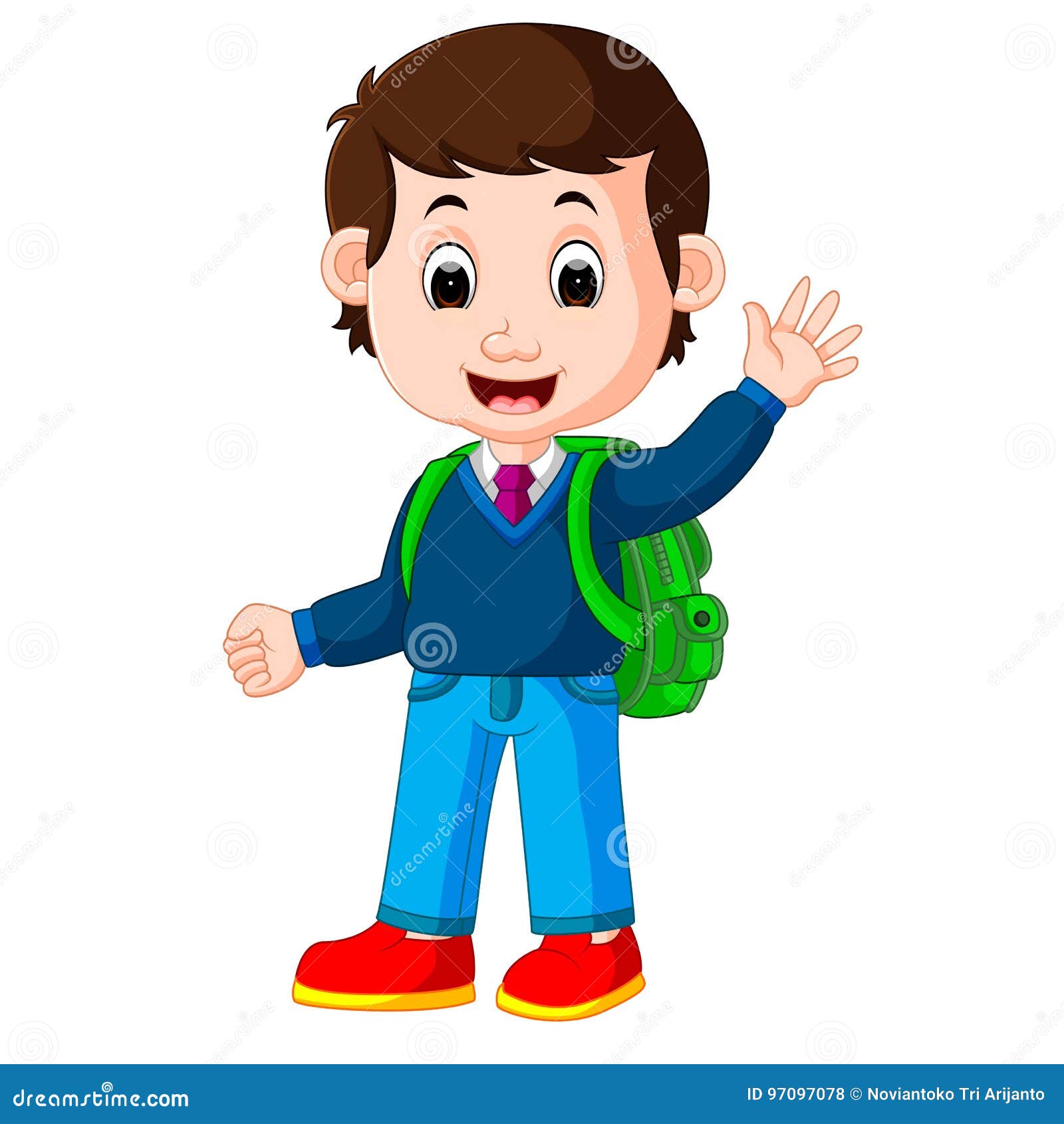 Cute Boy with Backpack Cartoon Stock Vector - Illustration of little ...